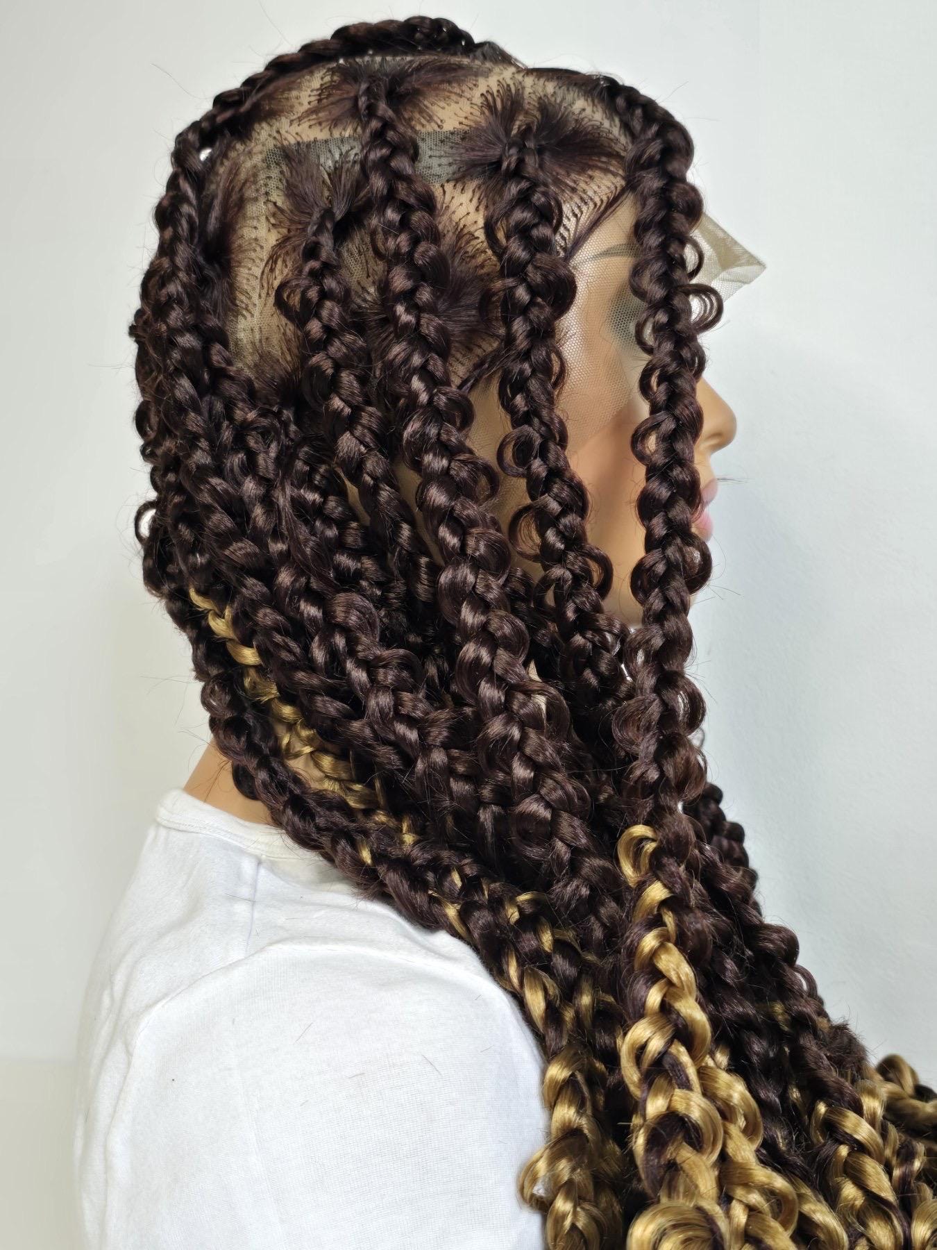 Ombre Light Brown Dutch Braid Wig, Full Lace Synthetic Hair - Etsy