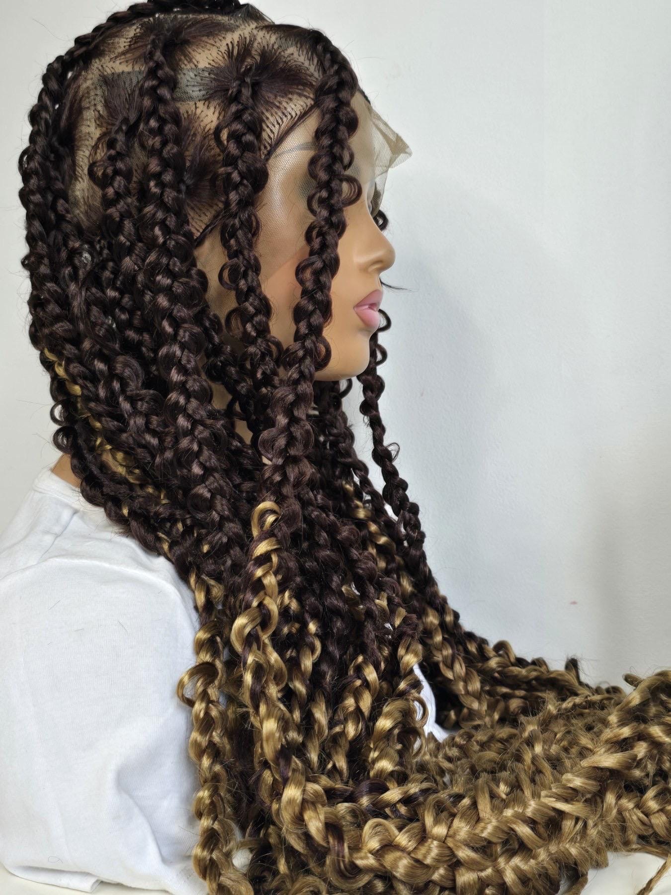 Ombre Light Brown Dutch Braid Wig, Full Lace Synthetic Hair - Etsy