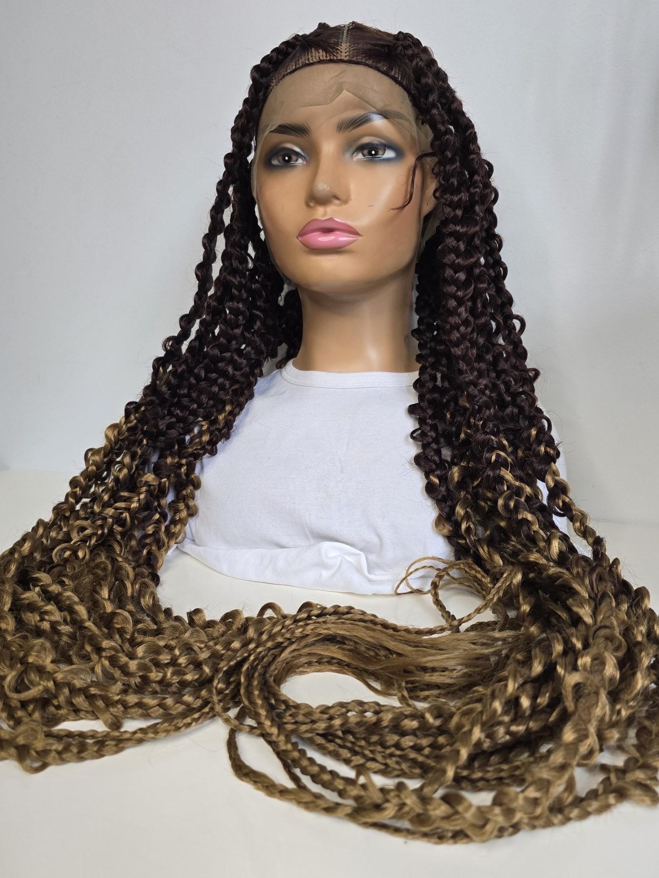 Ombre Light Brown Dutch Braid Wig, Full Lace Synthetic Hair - Etsy