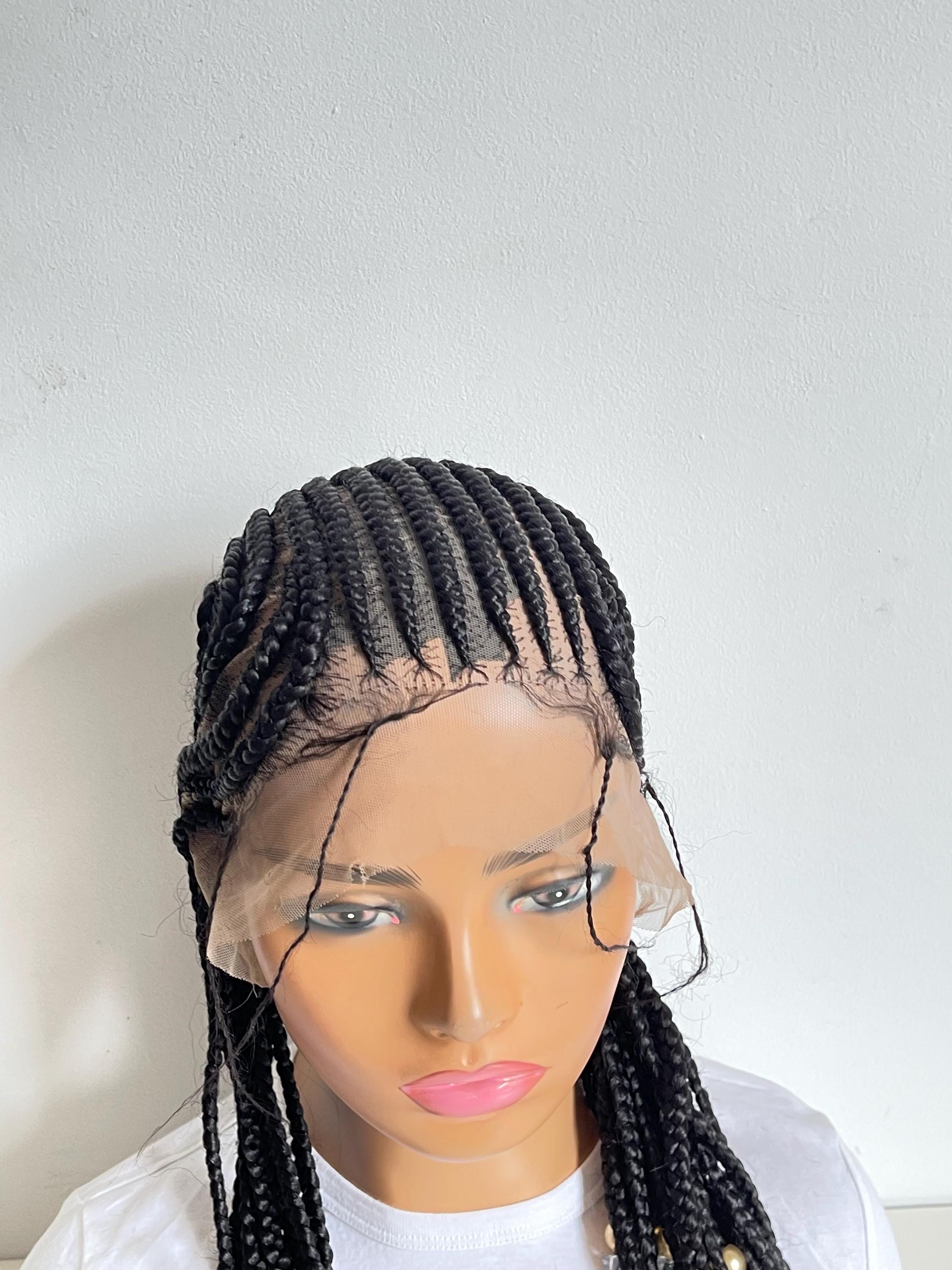 Cornrow Full Lace Braided Wig Hair With Baby Hair, Colour Black - Etsy