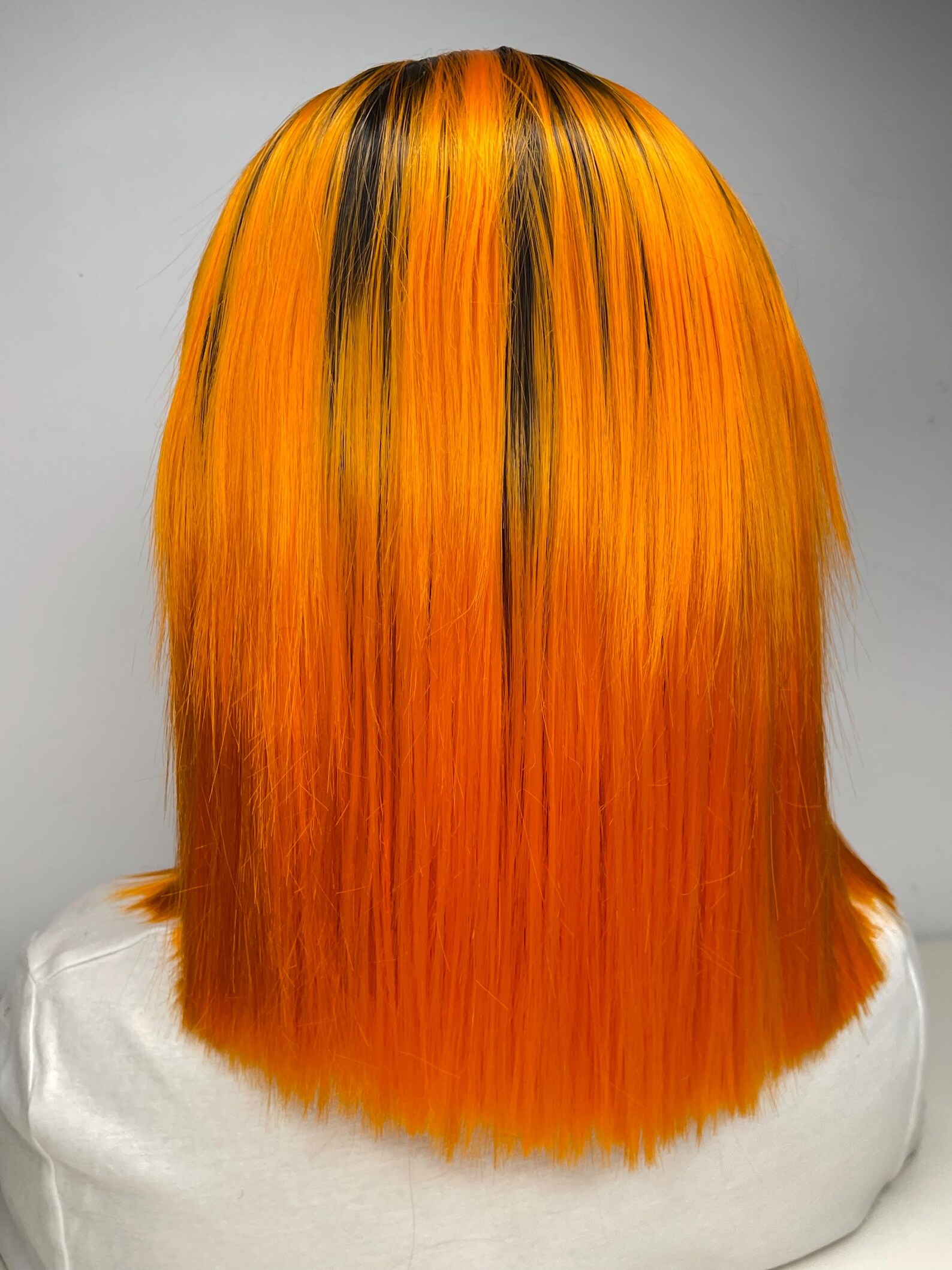 Women Orange Short Bob Wig Straight Natural Synthetic Hair Wig Fashion ...
