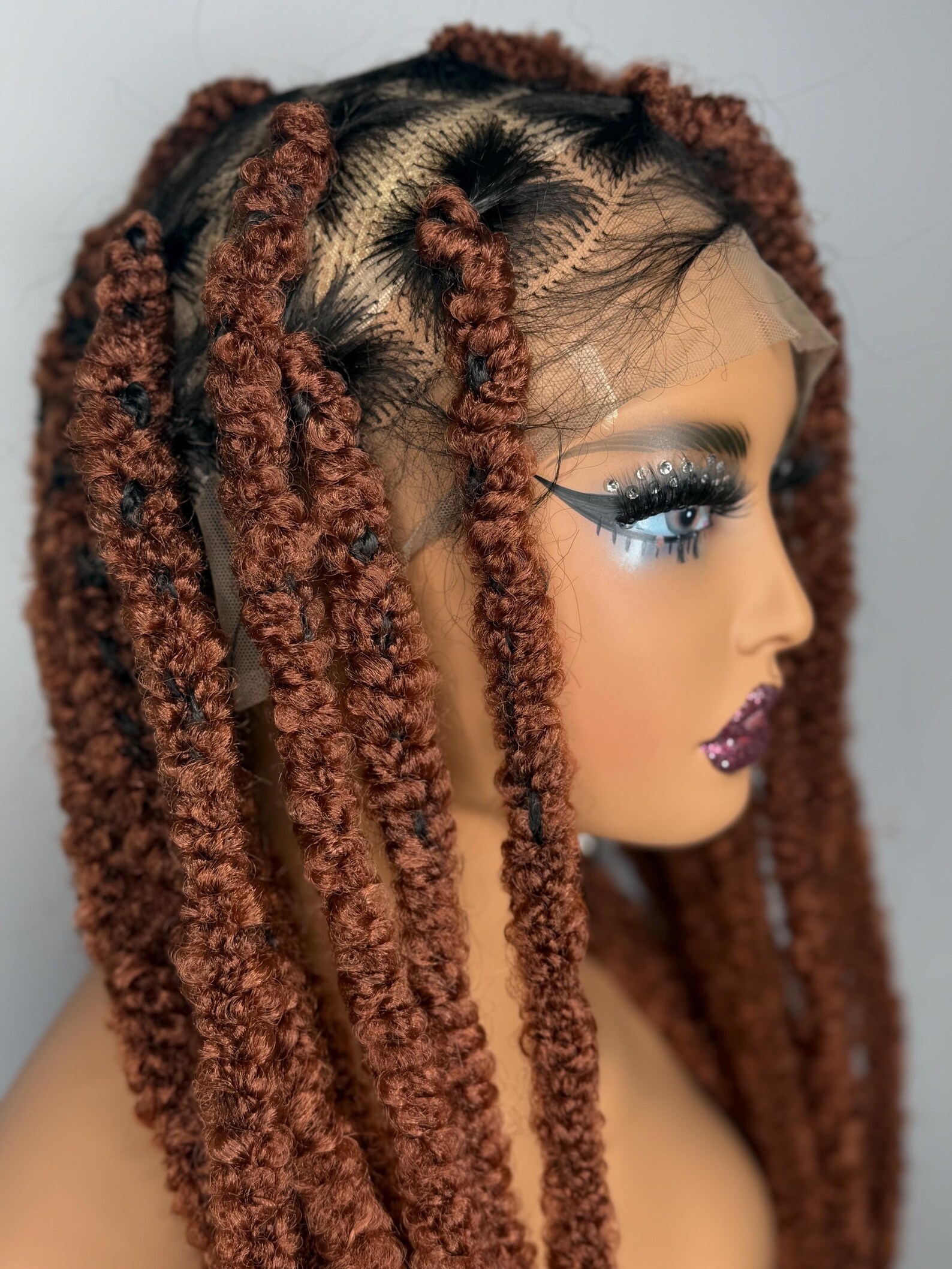 Popcorn Braids Full Lace Braided Wig Hair With Baby Hair, Colour Black ...