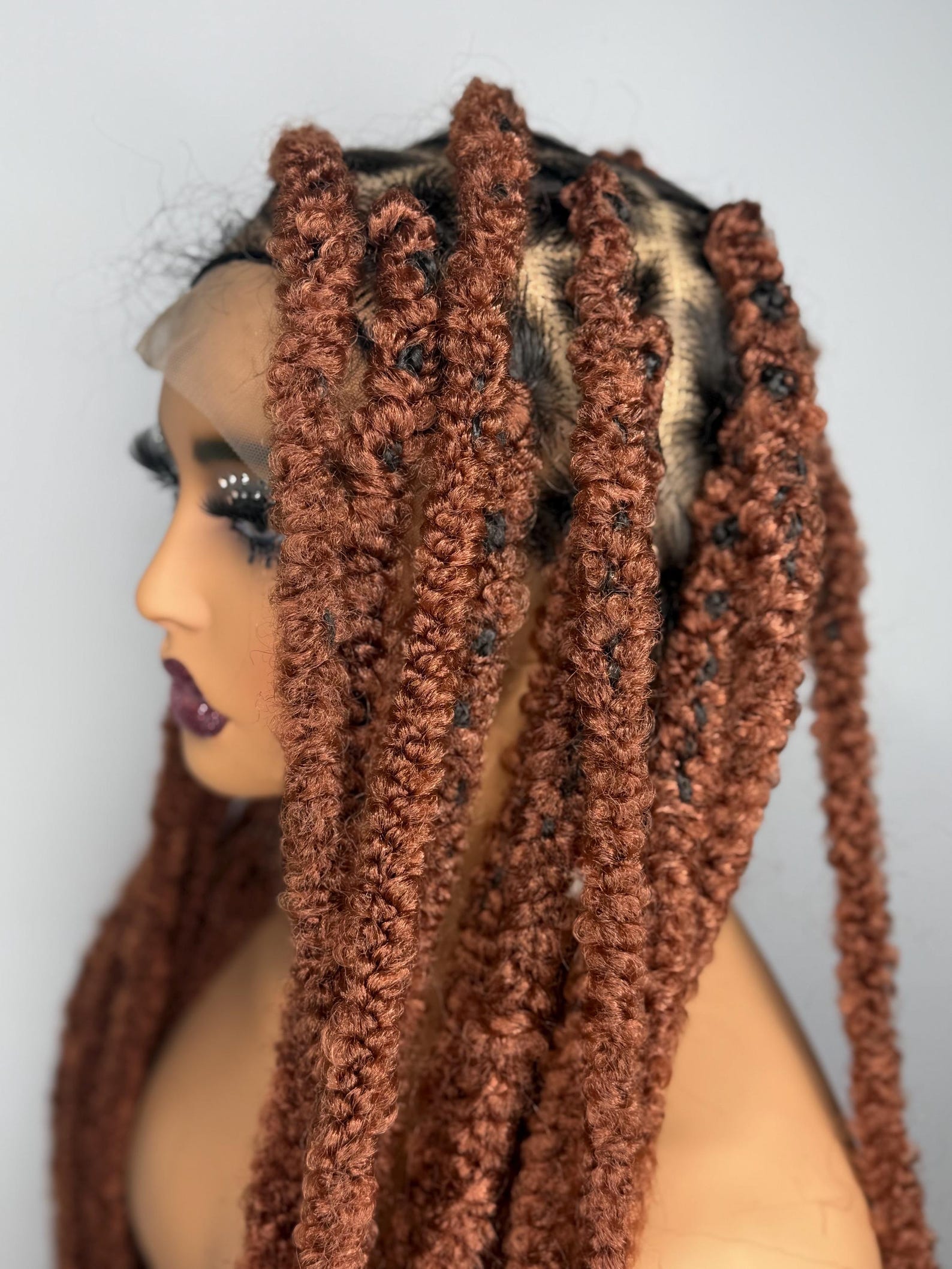 Popcorn Braids Full Lace Braided Wig Hair With Baby Hair, Colour Black ...