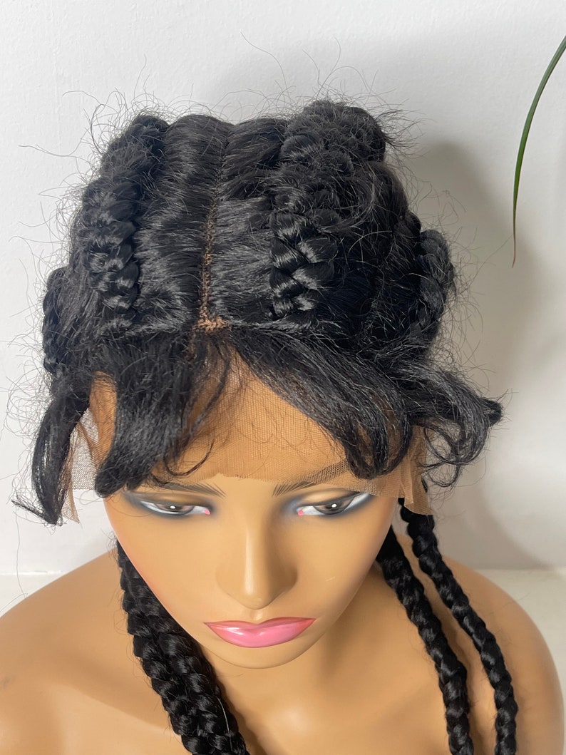 Extra Long Lace Front Cornrow Double Dutch Braided Wigs 4 Stands Twist ...