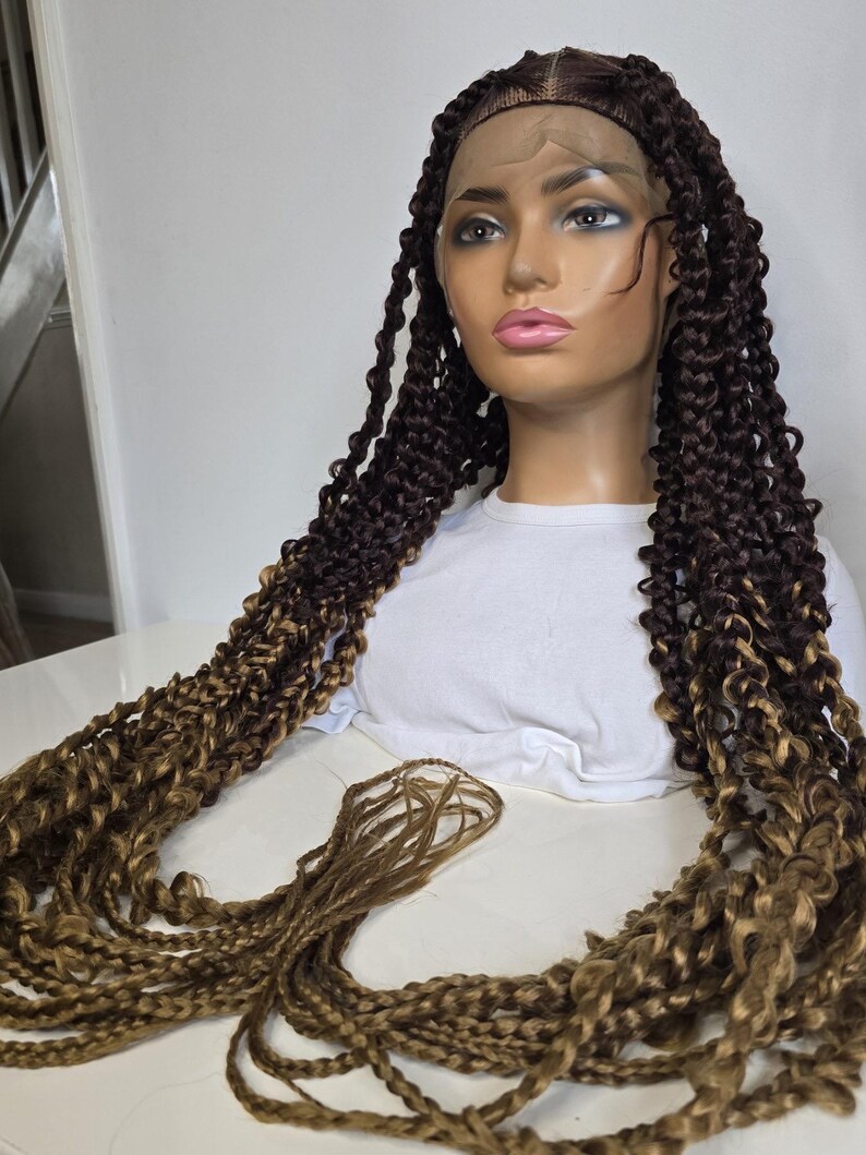 Ombre Light Brown Dutch Braid Wig, Full Lace Synthetic Hair - Etsy