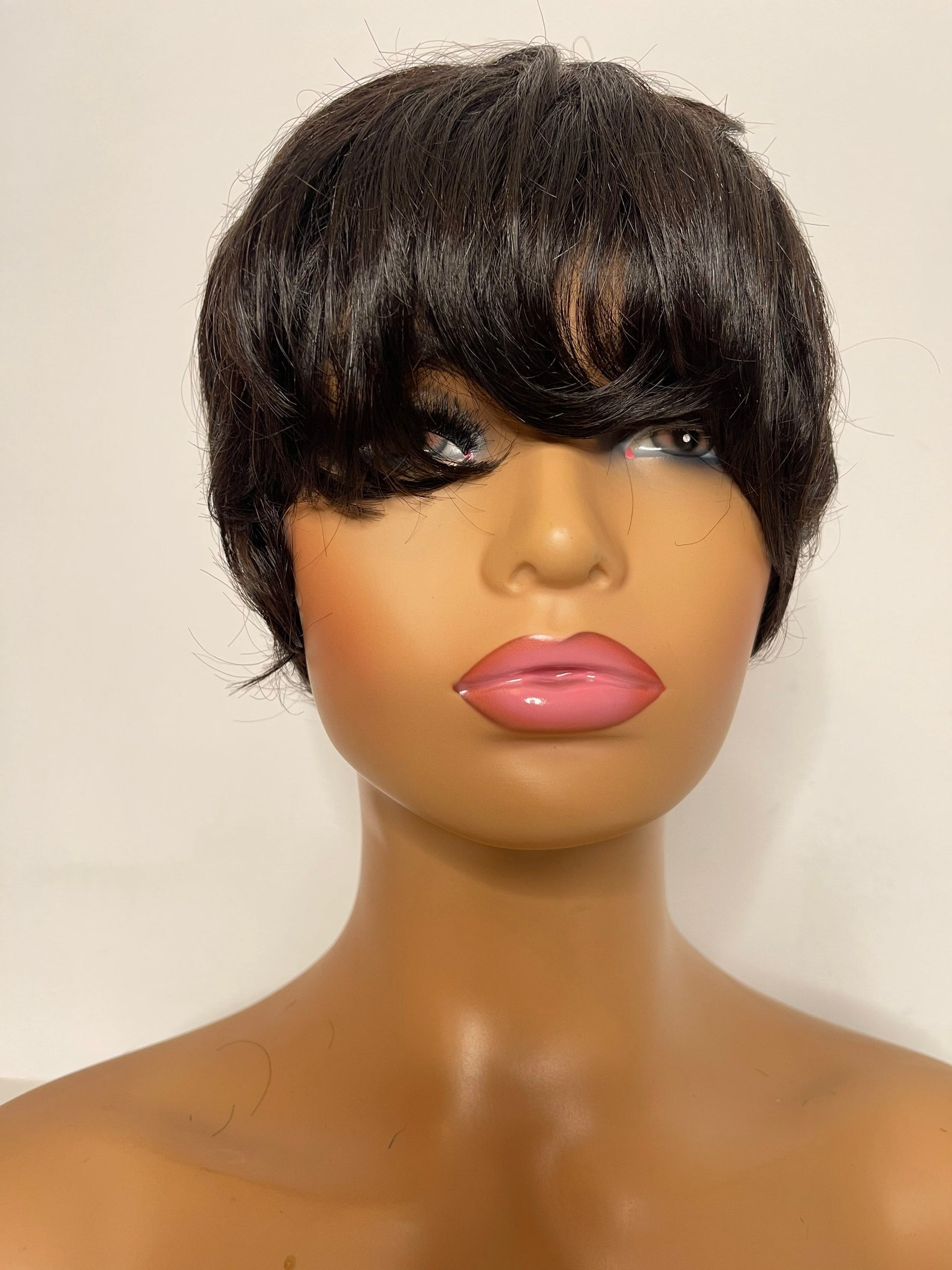 Natural Black Pixie Cut Wig, 100% Human Hair - Etsy