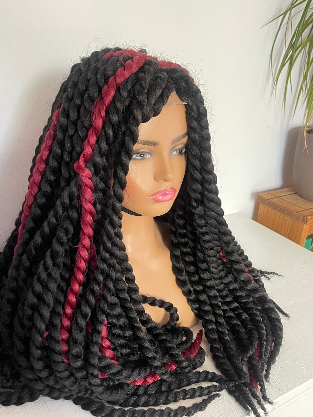 Large Knotless Twist Braided Wig for Black Women Senegalese Twist - Etsy