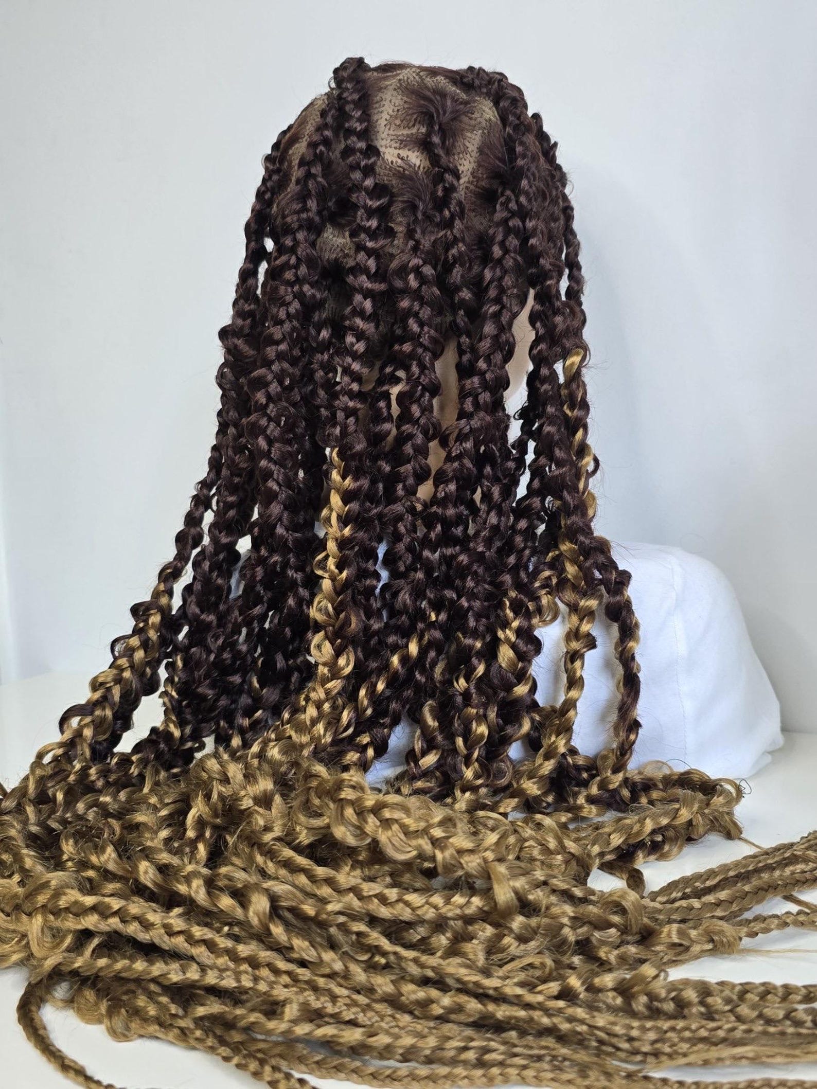 Ombre Light Brown Dutch Braid Wig, Full Lace Synthetic Hair - Etsy