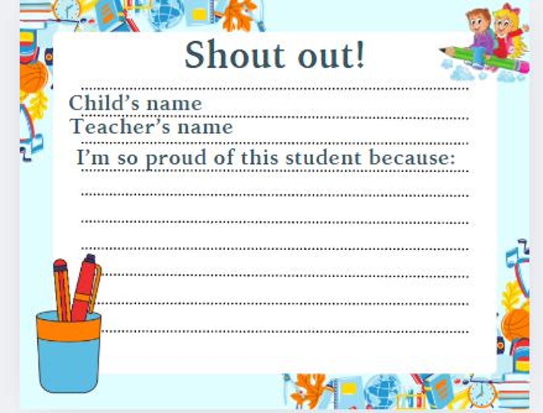 Teacher Shout Outs for Students - Etsy