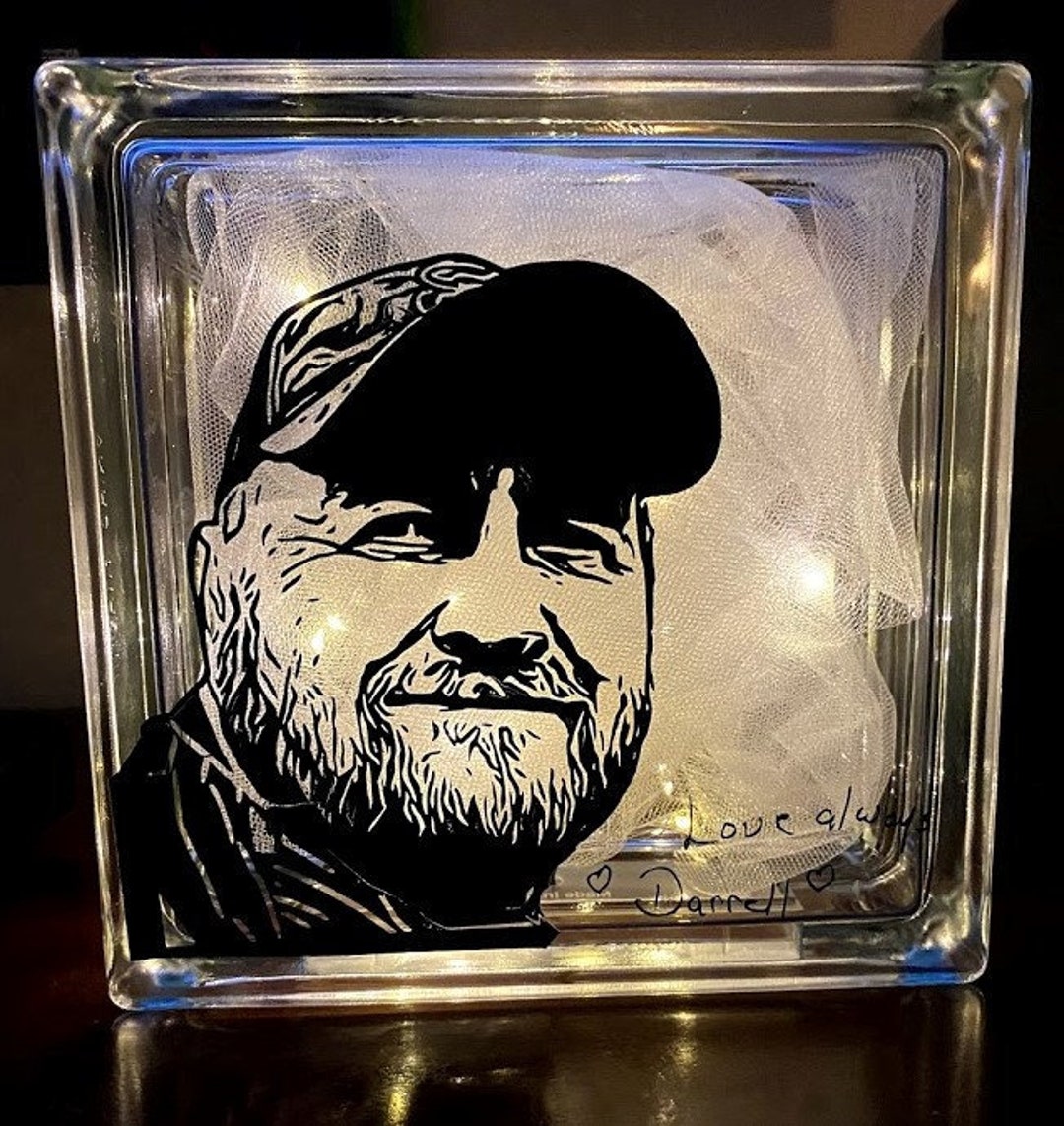 Memorial Glass Block / Portrait / Personalized Glass Block / 8”W X 8”H ...