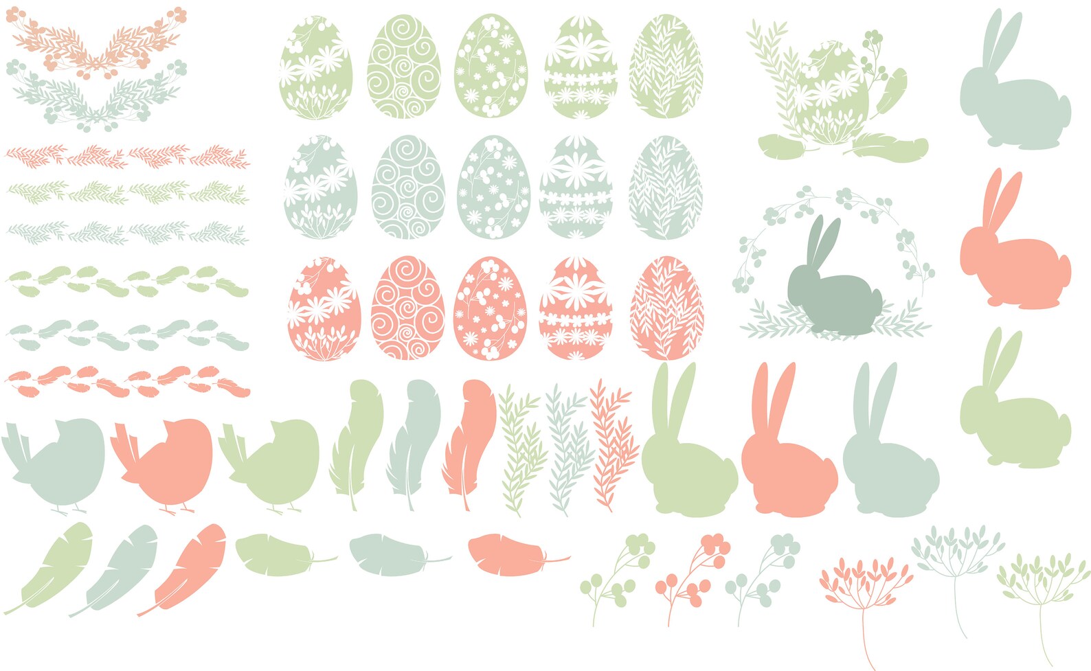 Spring Floral Clipart With Elements for Easter Holiday - Etsy