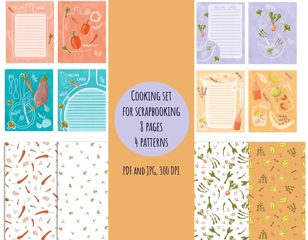 Digital Cooking Cliparts and Paper Bundle for Scrapbooking and ...