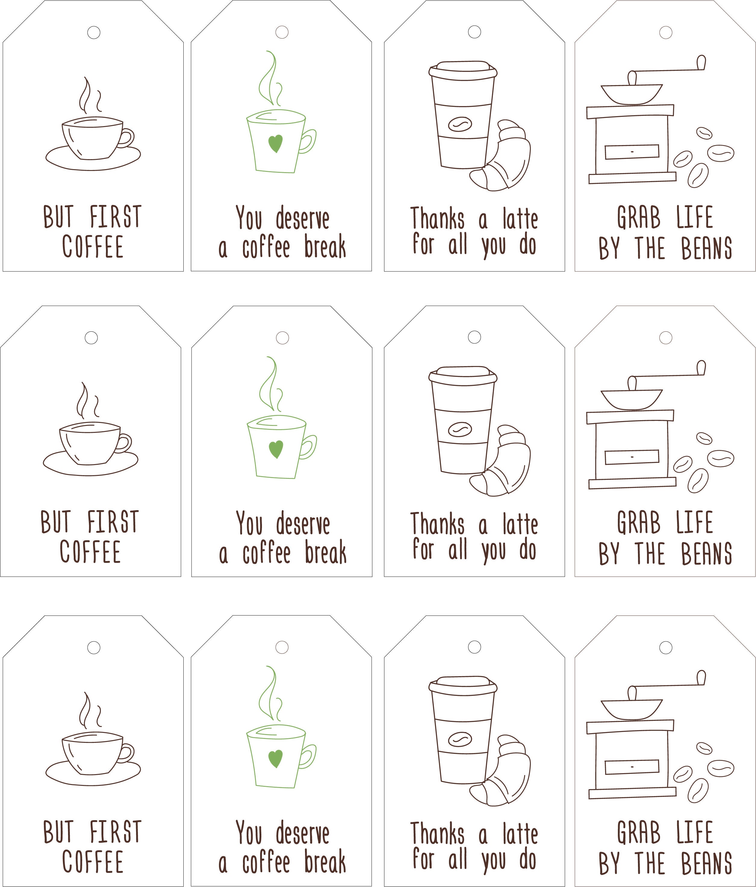 Printable Coffee & Bakery Gift Tags: Doodle Clipart (digital Download ...