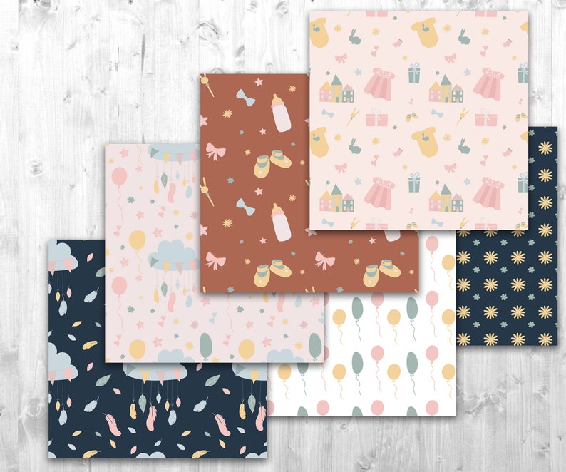 Printable Nursery Digital Paper, Wrapping Paper, Vintage Seamless ...