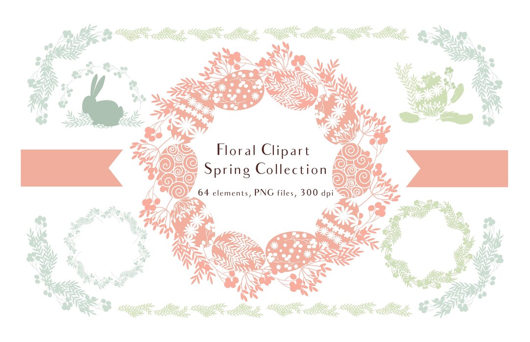 Spring Floral Clipart With Elements for Easter Holiday - Etsy