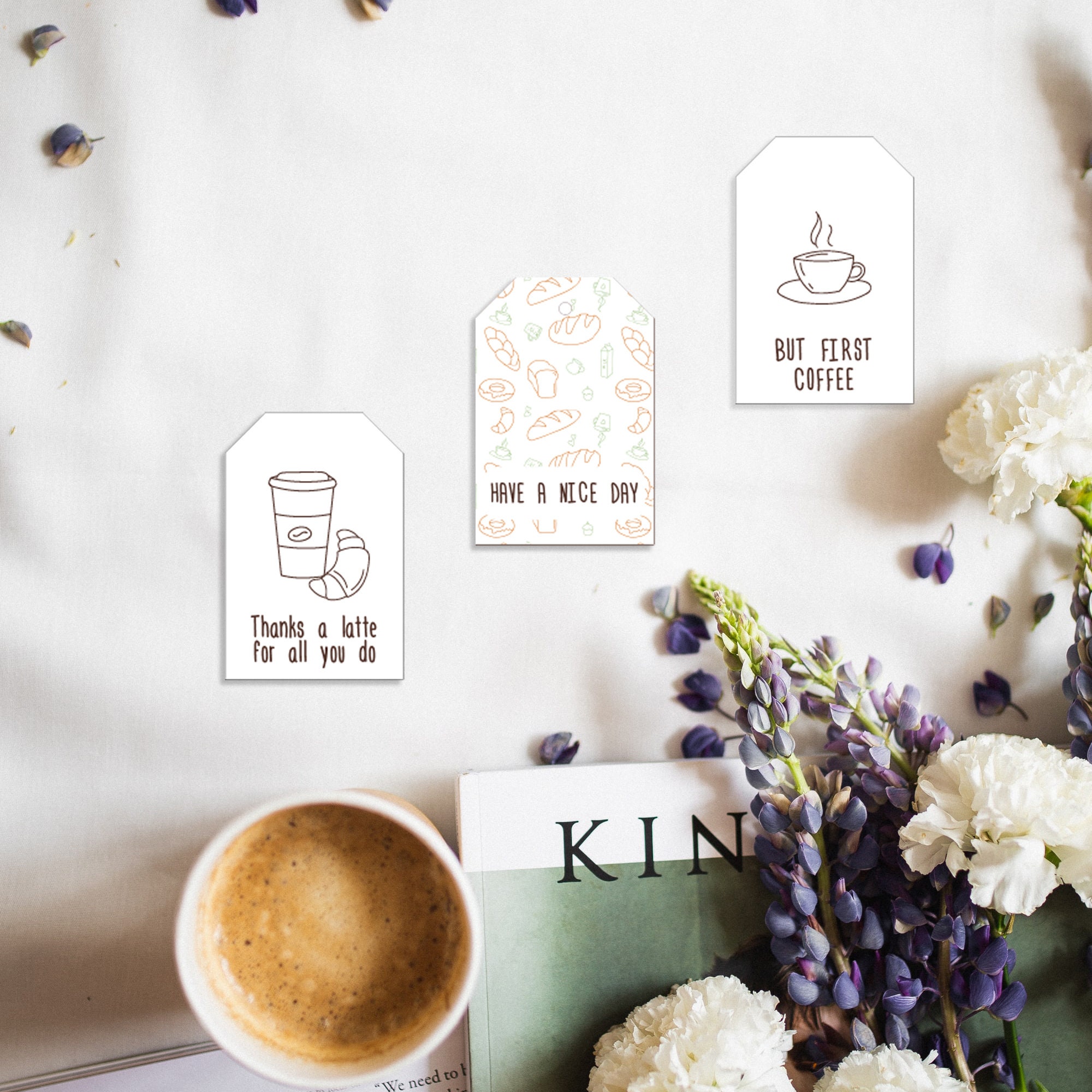 Printable Coffee and Bakery Gift Tags, Doodle Bakery Collection of ...