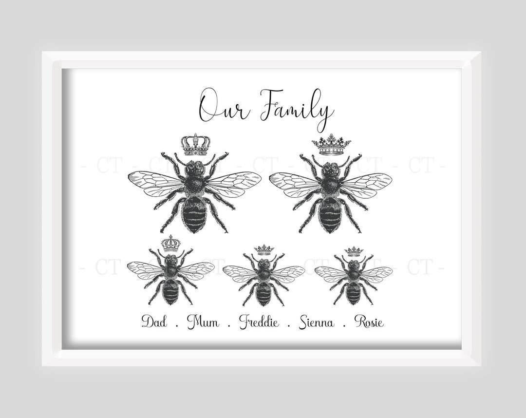 Personalised Bumble Bee Family Print up to 7 Family Members - Etsy