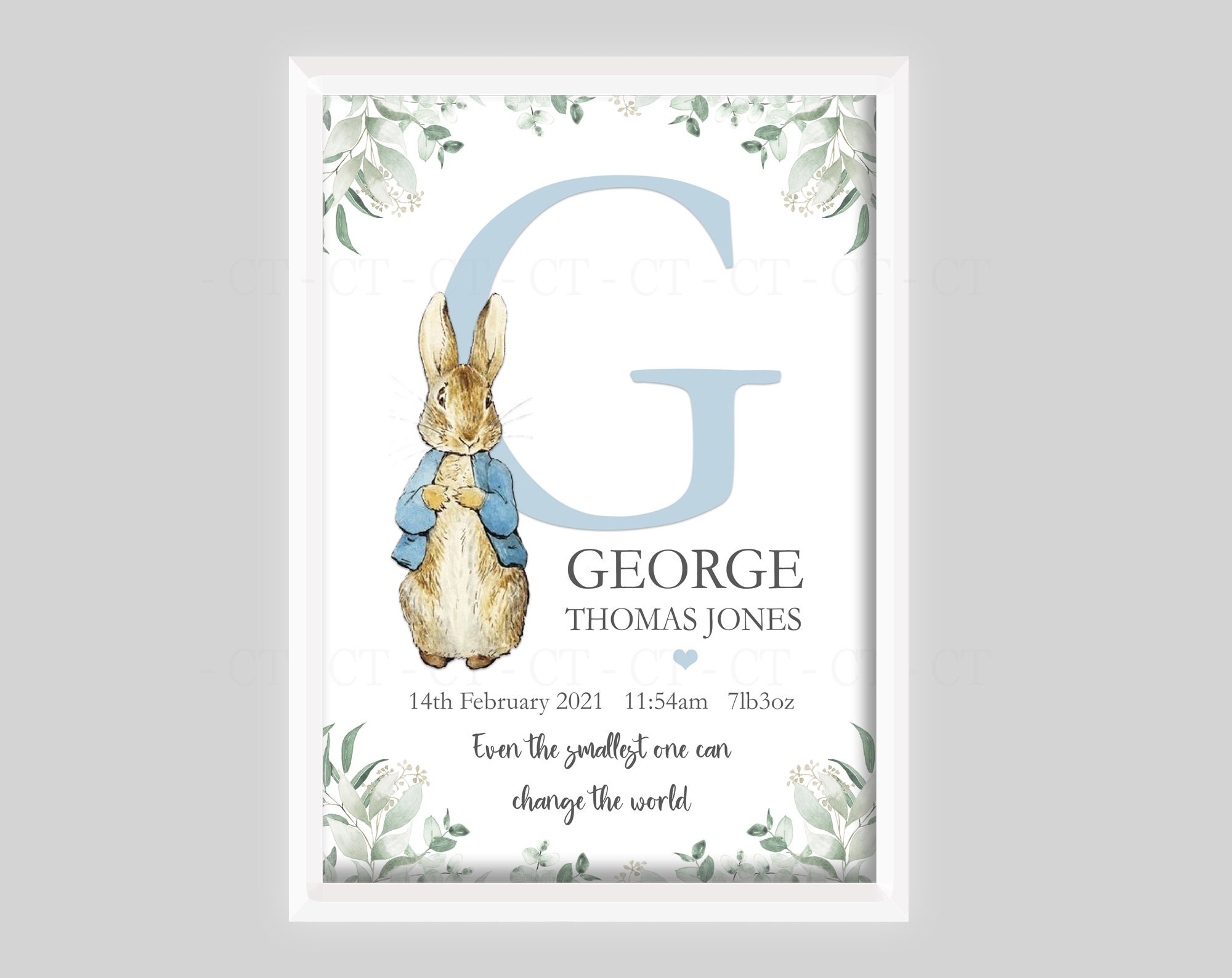 Personalised Peter Rabbit Baby Boy Girl Bunny Print UNFRAMED - Etsy UK