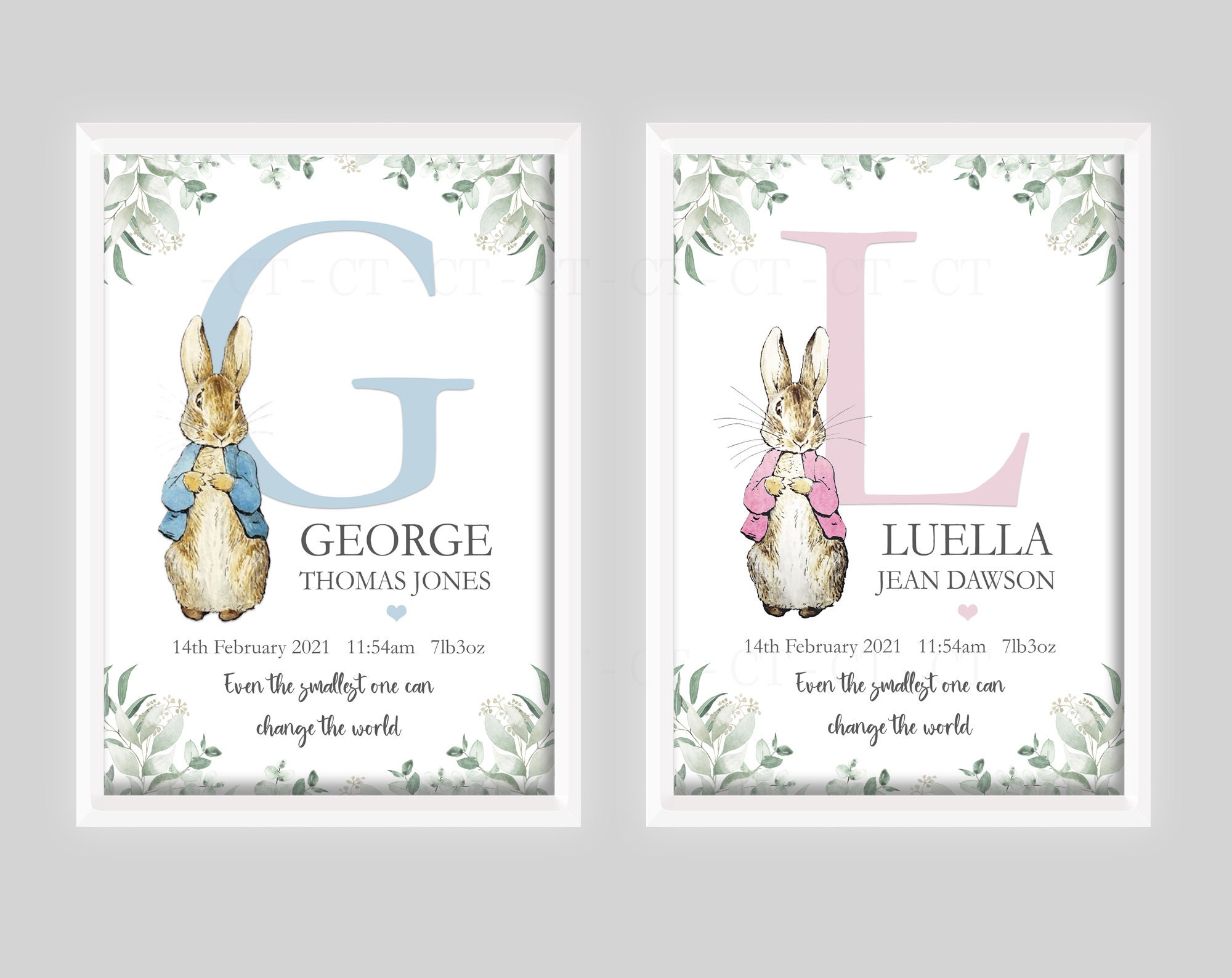 Personalised Peter Rabbit Baby Boy Girl Bunny Print UNFRAMED - Etsy UK