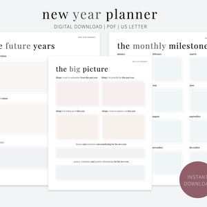 New Year Goals and Resolutions Planner | 16 Page Digital and Printable ...