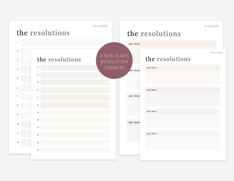New Year Goals and Resolutions Planner | 16 Page Digital and Printable ...