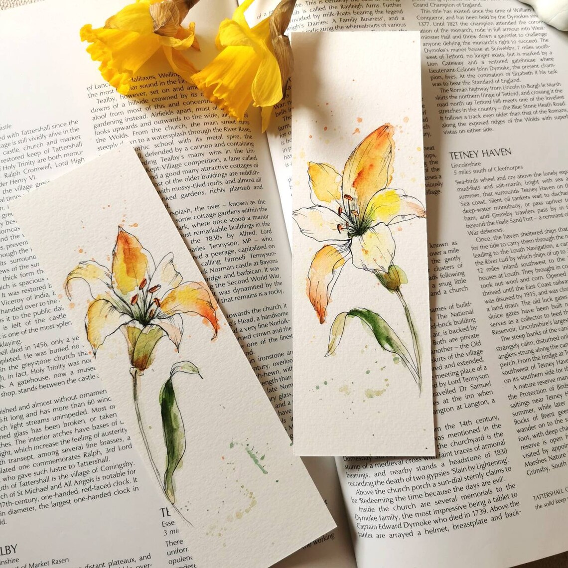 Handpainted Lily Bookmark, Original Watercolour Bookmark, Orange Floral ...