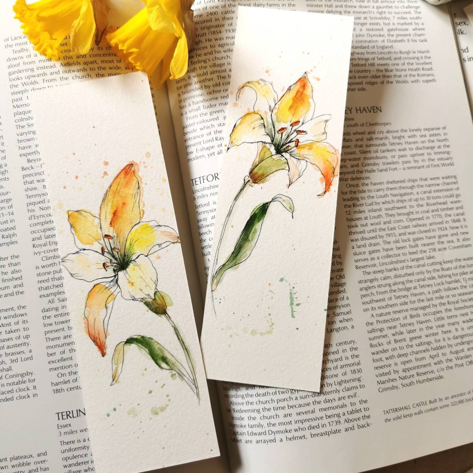 Handpainted Lily Bookmark, Original Watercolour Bookmark, Orange Floral ...