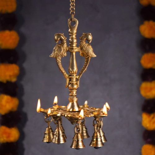 Brass Krishna Wall Hanging Diya Oil Lamp With Bells - Etsy