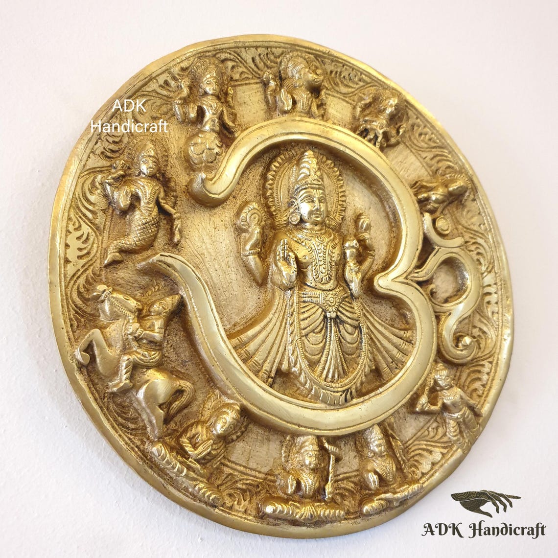 Brass Vishnu Dashavatara Wall Decor, 8" Inch Hanging Lord Vishnu ...