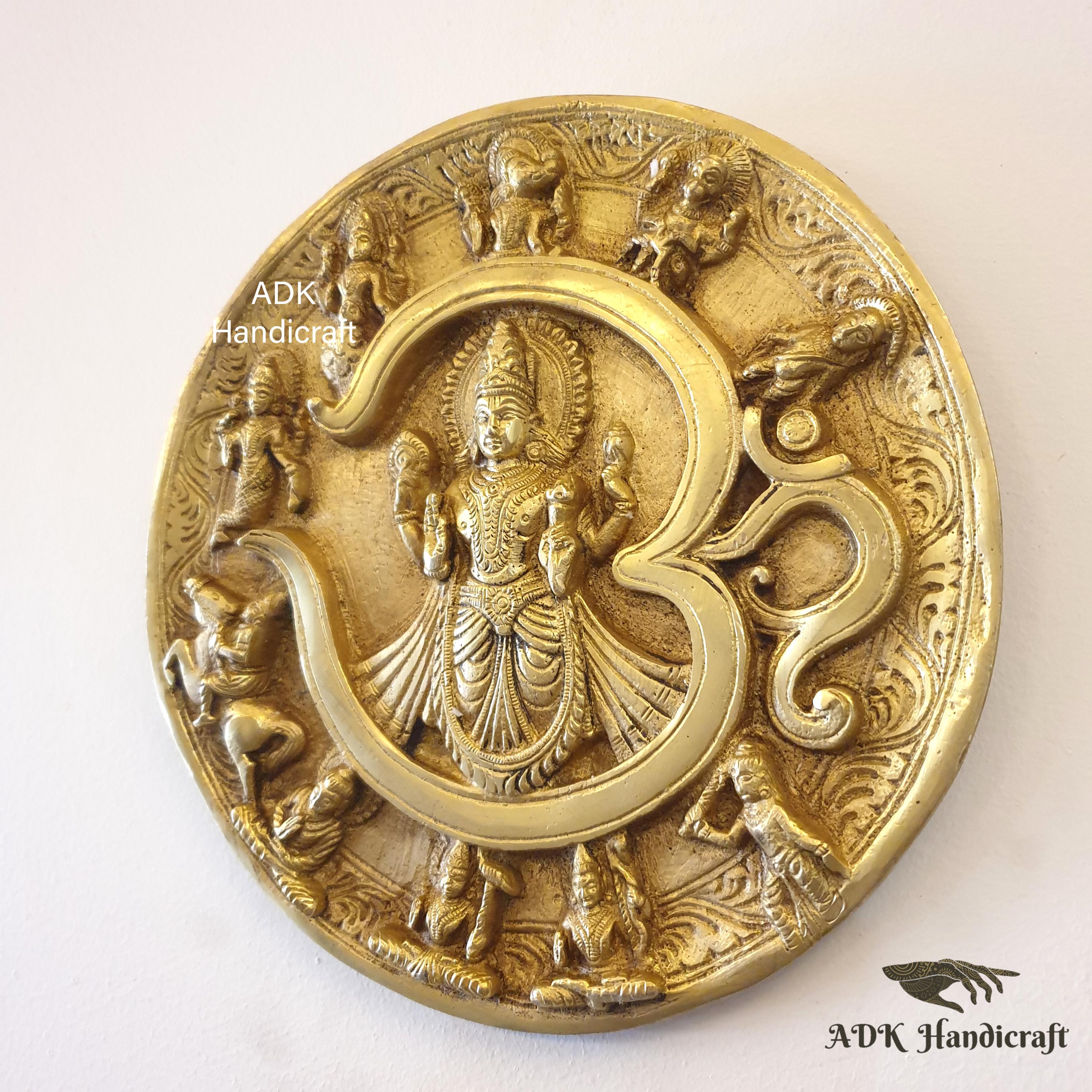 Brass Vishnu Dashavatara Wall Decor, 8" Inch Hanging Lord Vishnu ...