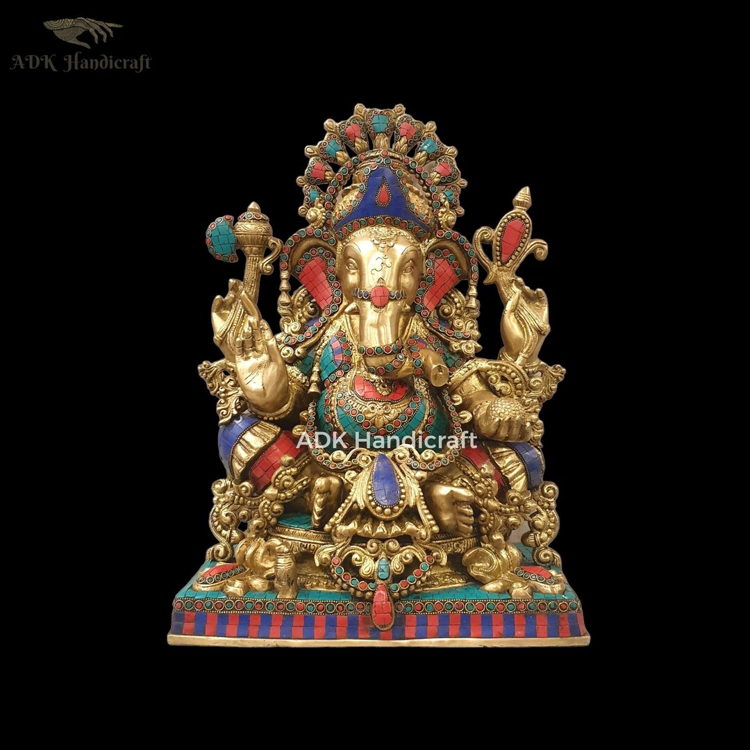 Brass Large Ganesha Statue, 20" Inch Big Lord Ganesha Idol in Brass ...