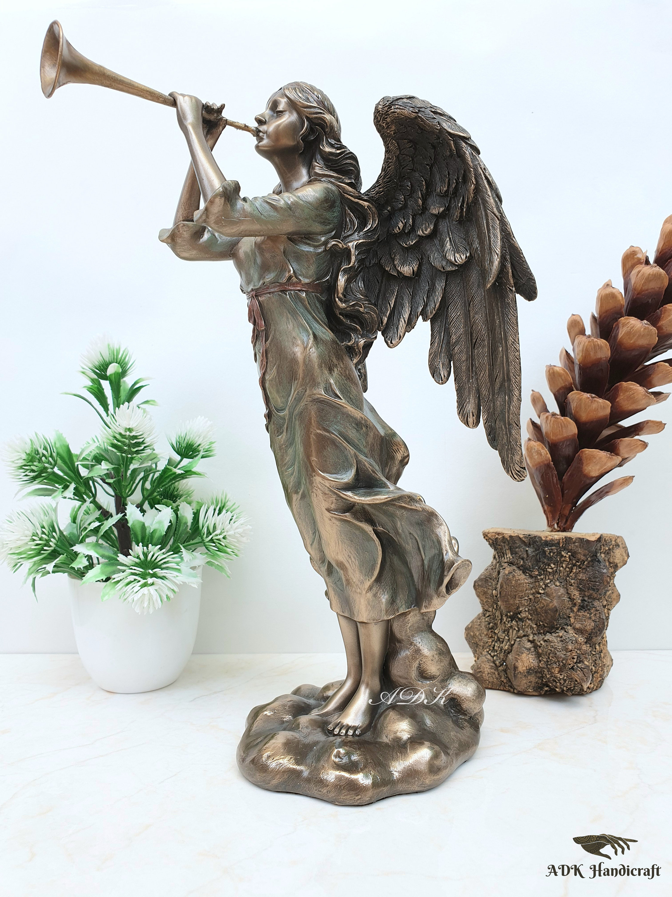 Angel Musician Trumpet Statue, 26 CM Angel Statue, Musician Angel ...
