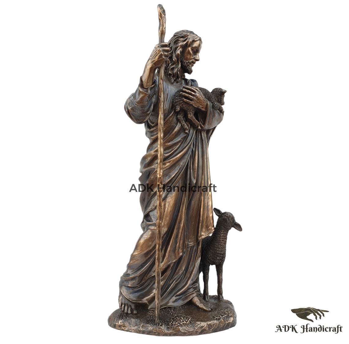 Jesus Christ Figurine, 11.5" Inch Bonded Bronze Jesus Holding A Lamb ...