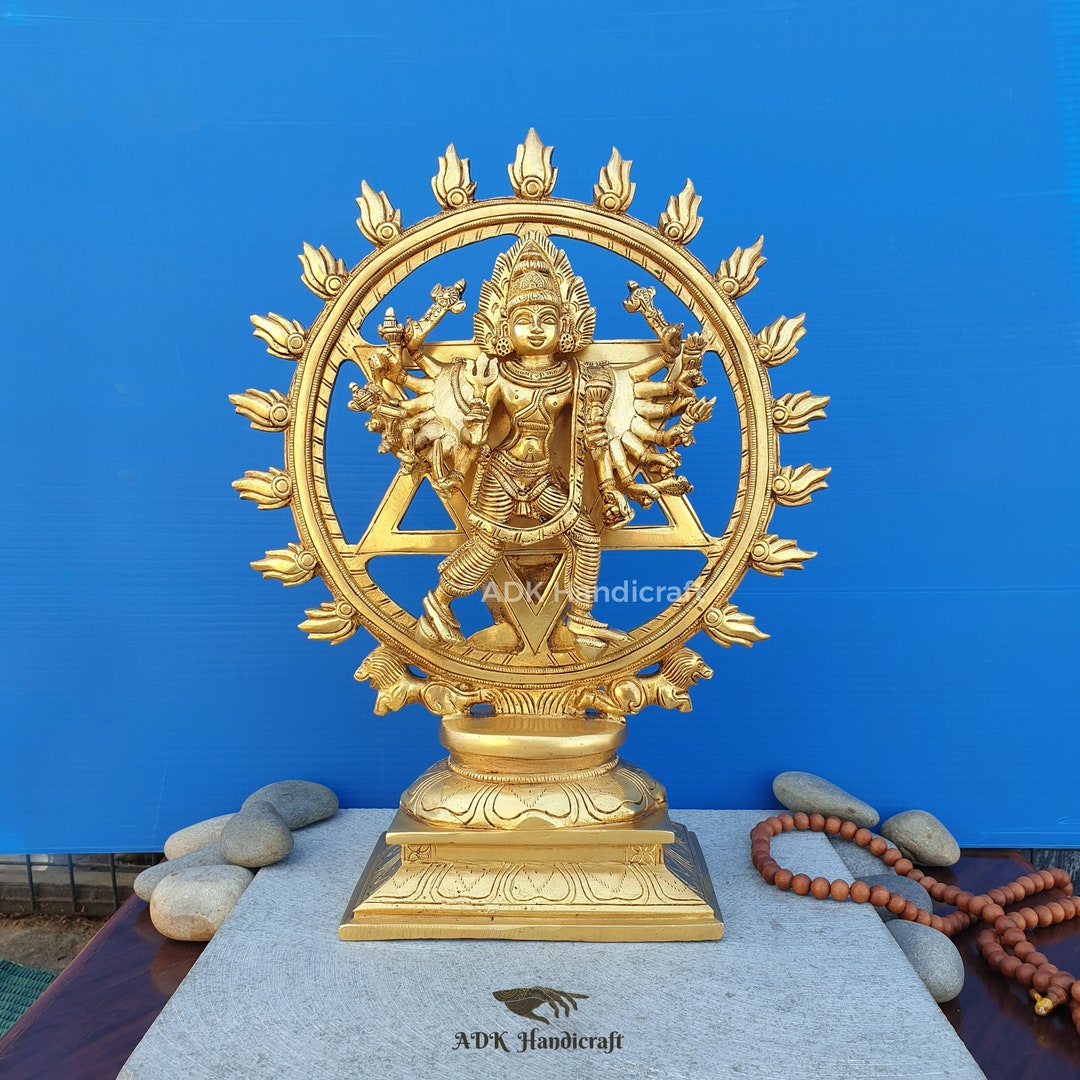 Brass Sudarshana Chakra Statue 13.5" Inch, Lord Vishnu Krishna Narayana ...