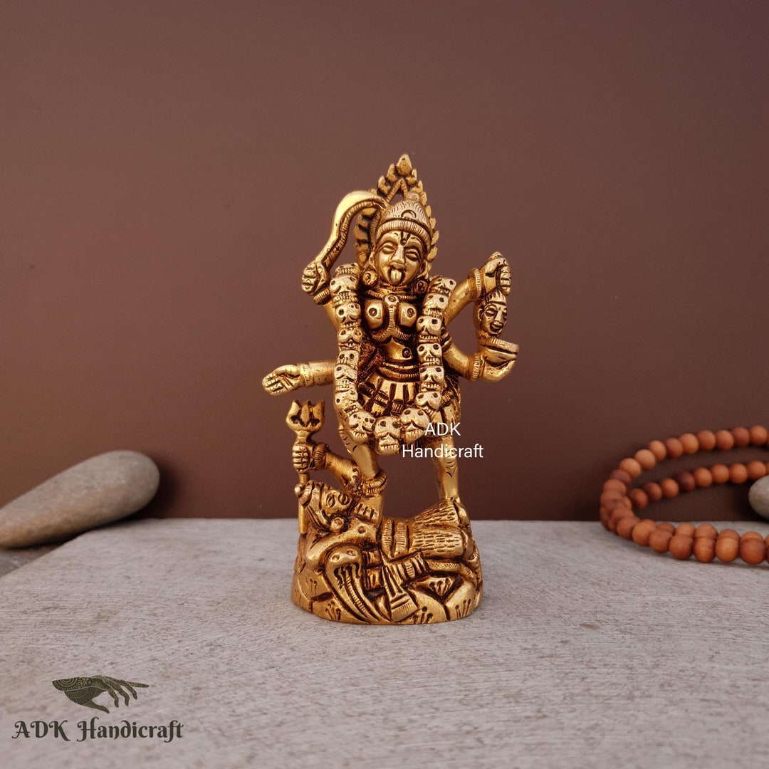 Kali Statue in Brass, 5" Inch Small Maa Kali Statue, Brass Kalika Idol ...