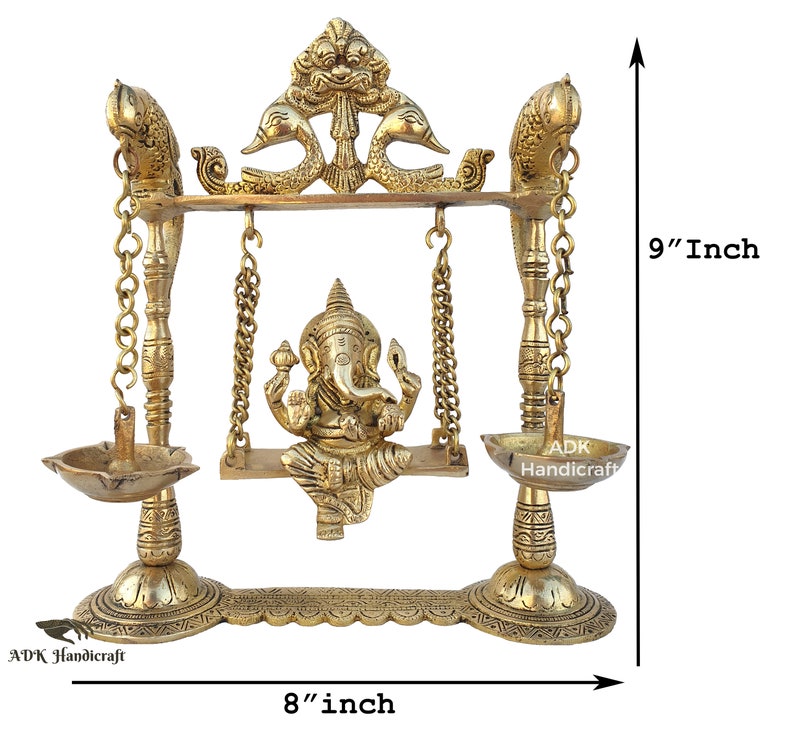 Brass Ganesha Swing With Diya 9 Inch Ganesh Statue - Etsy
