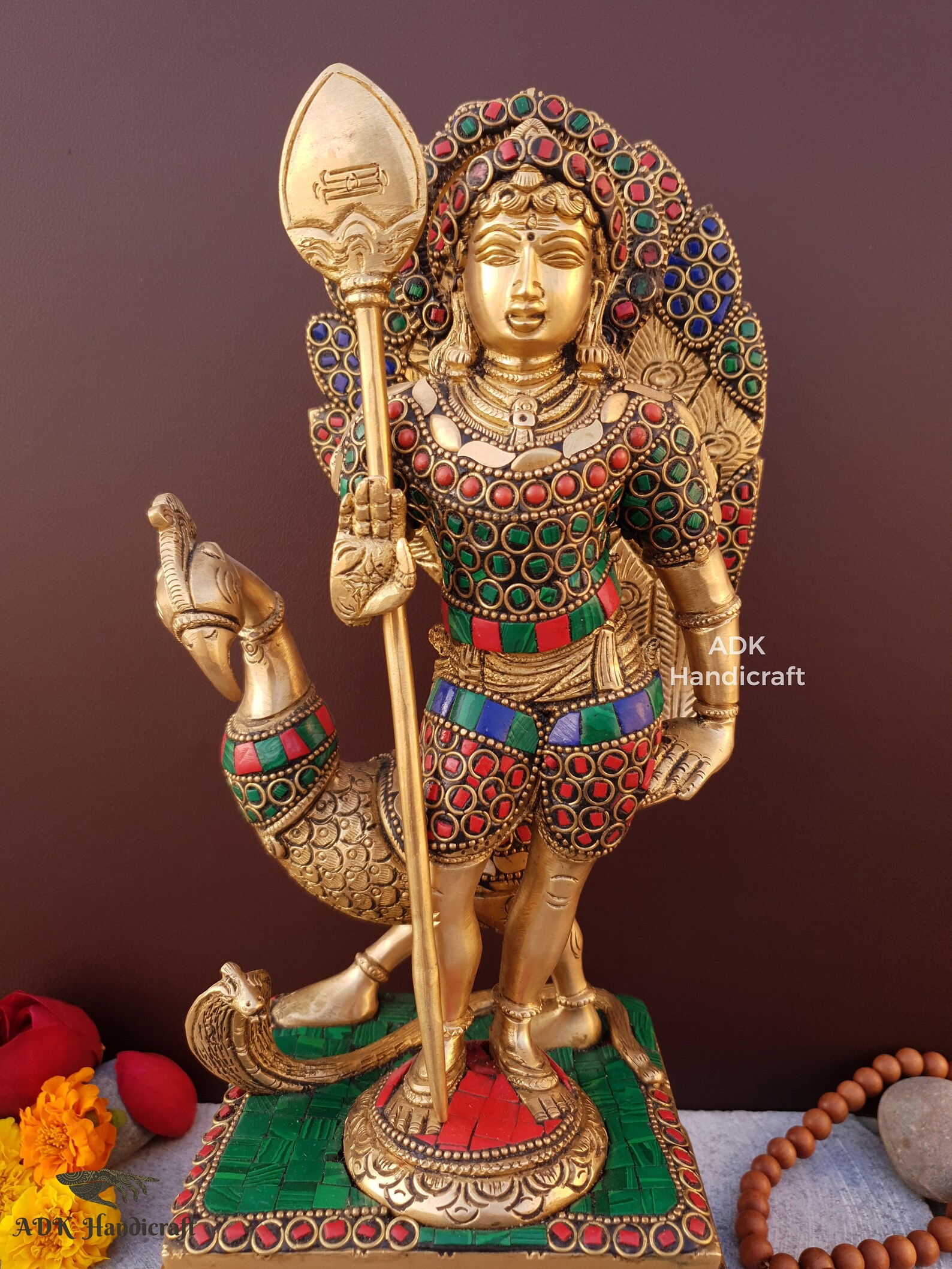 Brass Murugan Statue- 12" Inch | Lord Kartikeya | Brass Kartikeya ...