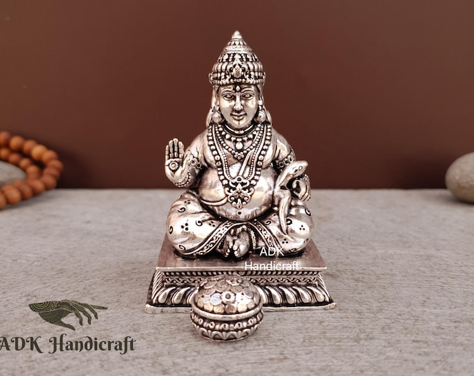 Silver Kuber Statue 999 Pure Silver Figurine Dhan Laxmi Kubera Idol ...