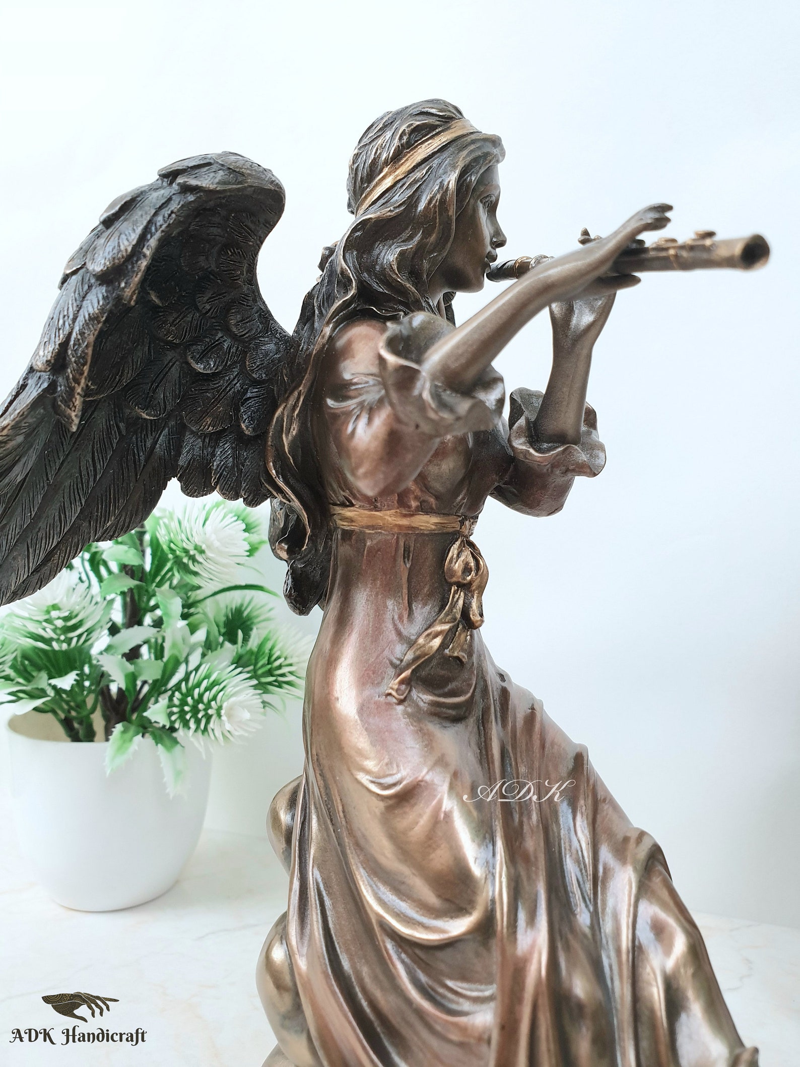 Angel Musician Flute Statue, 21 CM Angel Statue, Musician Angel ...