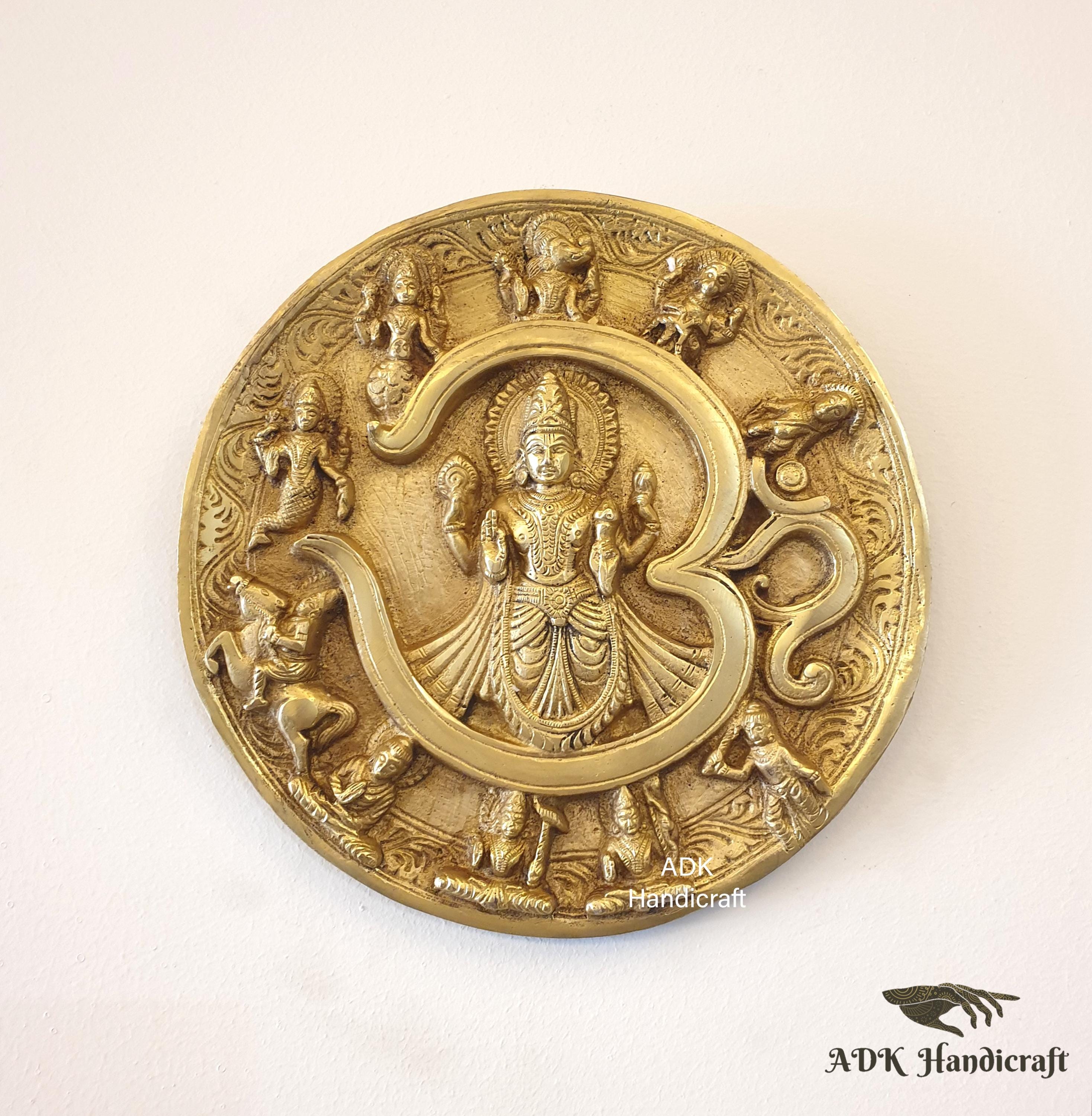 Brass Vishnu Dashavatara Wall Decor, 8" Inch Hanging Lord Vishnu ...