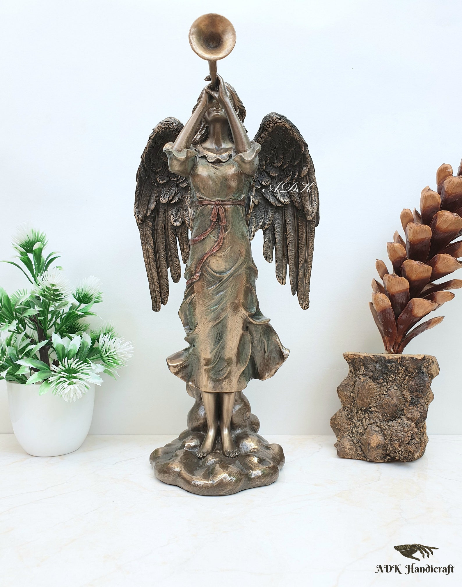 Angel Musician Trumpet Statue, 26 CM Angel Statue, Musician Angel ...