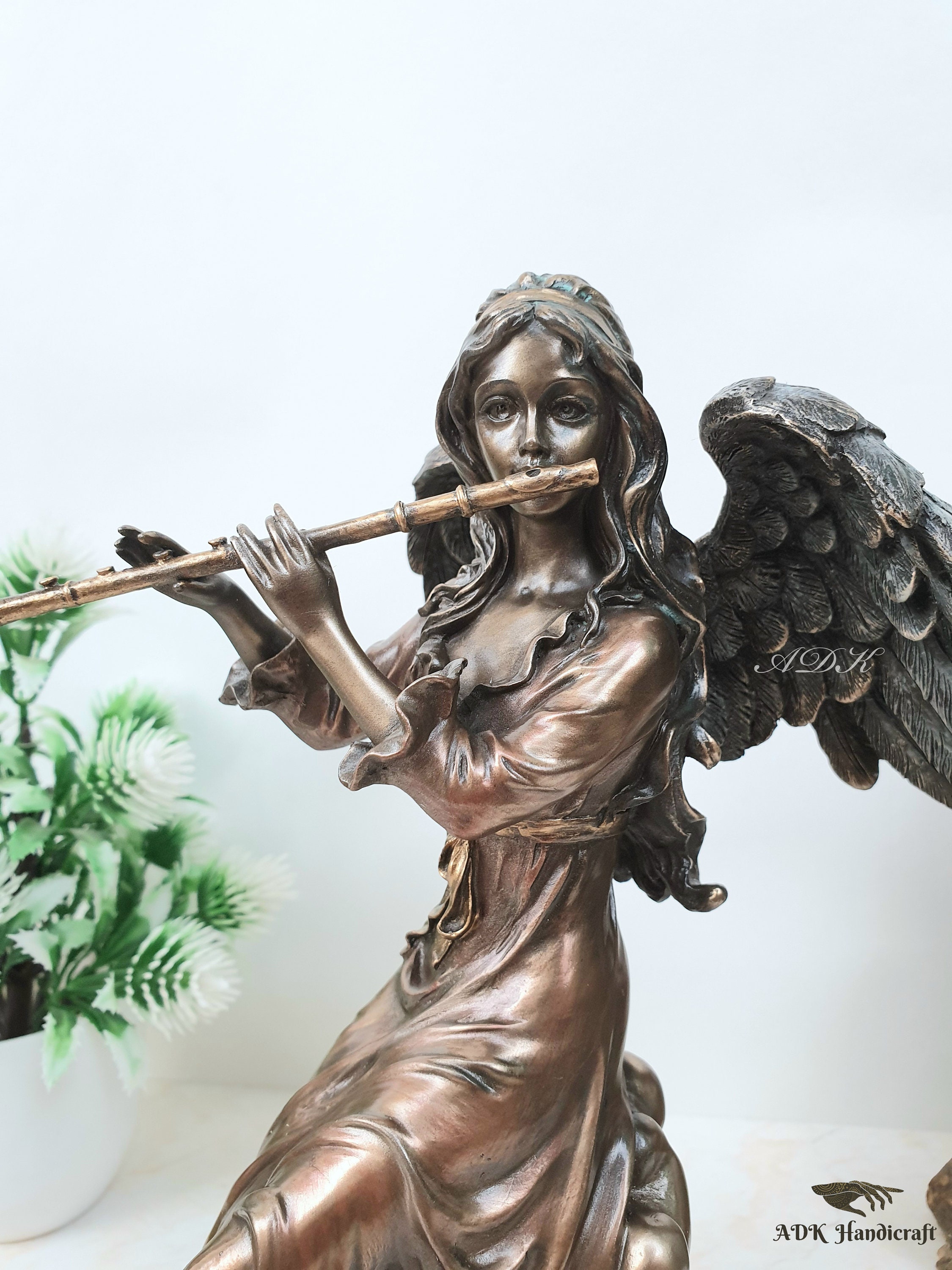 Angel Musician Flute Statue 21 CM Angel Statue Musician - Etsy