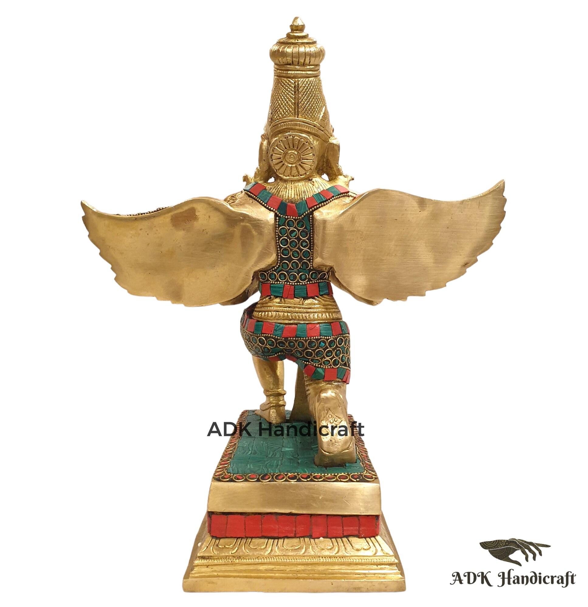 Brass Big Garuda Statue, 12" Inch Large Lord Garud Wagon of Lord Vishnu ...