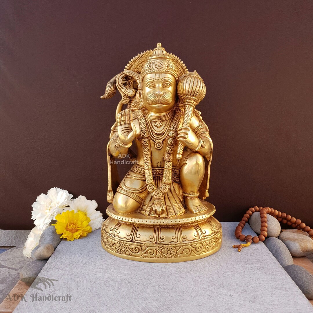 Brass Hanuman Statue- 10.5" Inch Big Large Lord Hanuman Idol ...