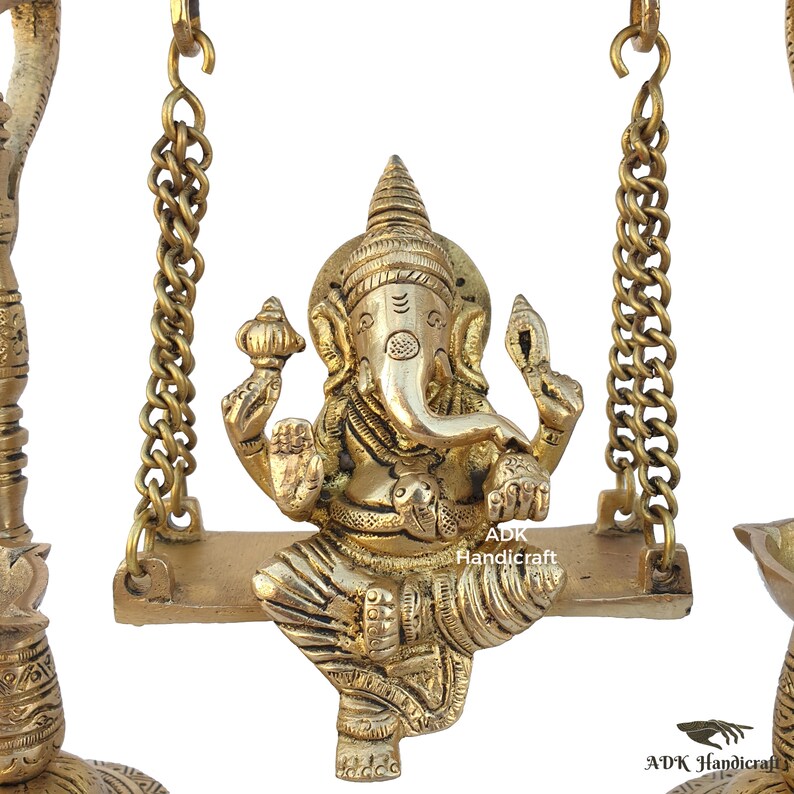 Brass Ganesha Swing With Diya 9 Inch Ganesh Statue - Etsy