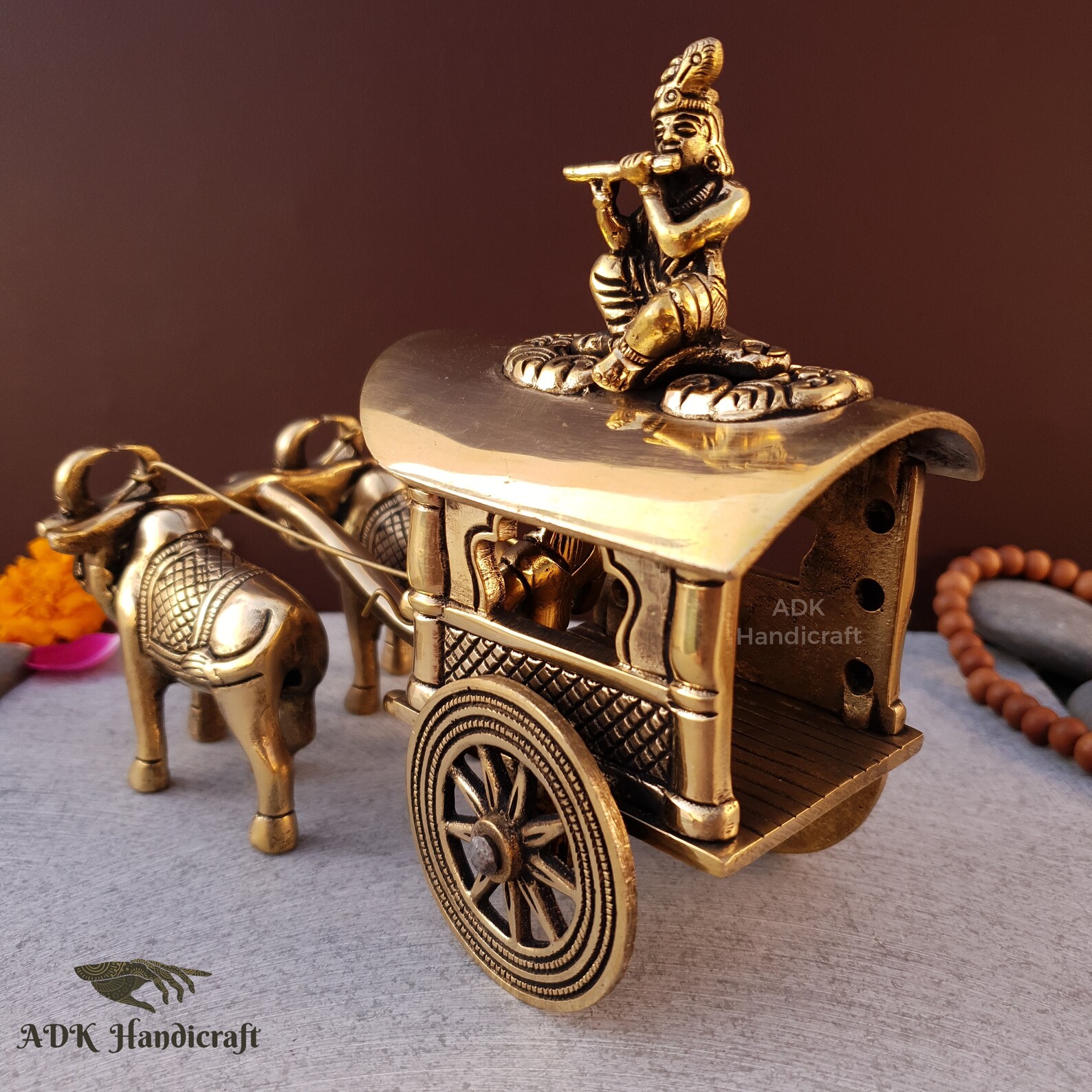 Lord Krishna Vintage Bullock Cart Brass Showpiece 7.5 - Etsy