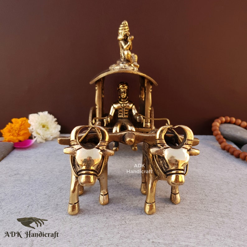 Lord Krishna Vintage Bullock Cart Brass Showpiece 7.5 - Etsy