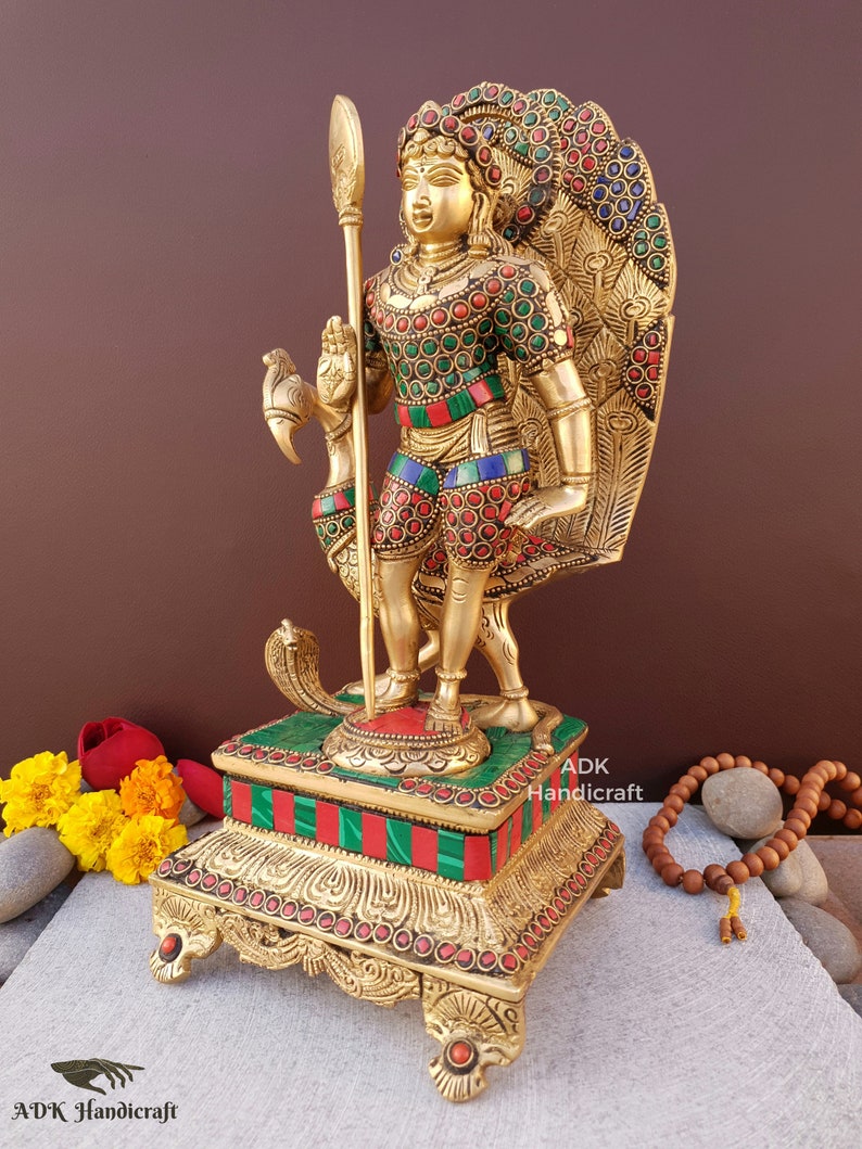Brass Murugan Statue- 12" Inch | Lord Kartikeya | Brass Kartikeya ...
