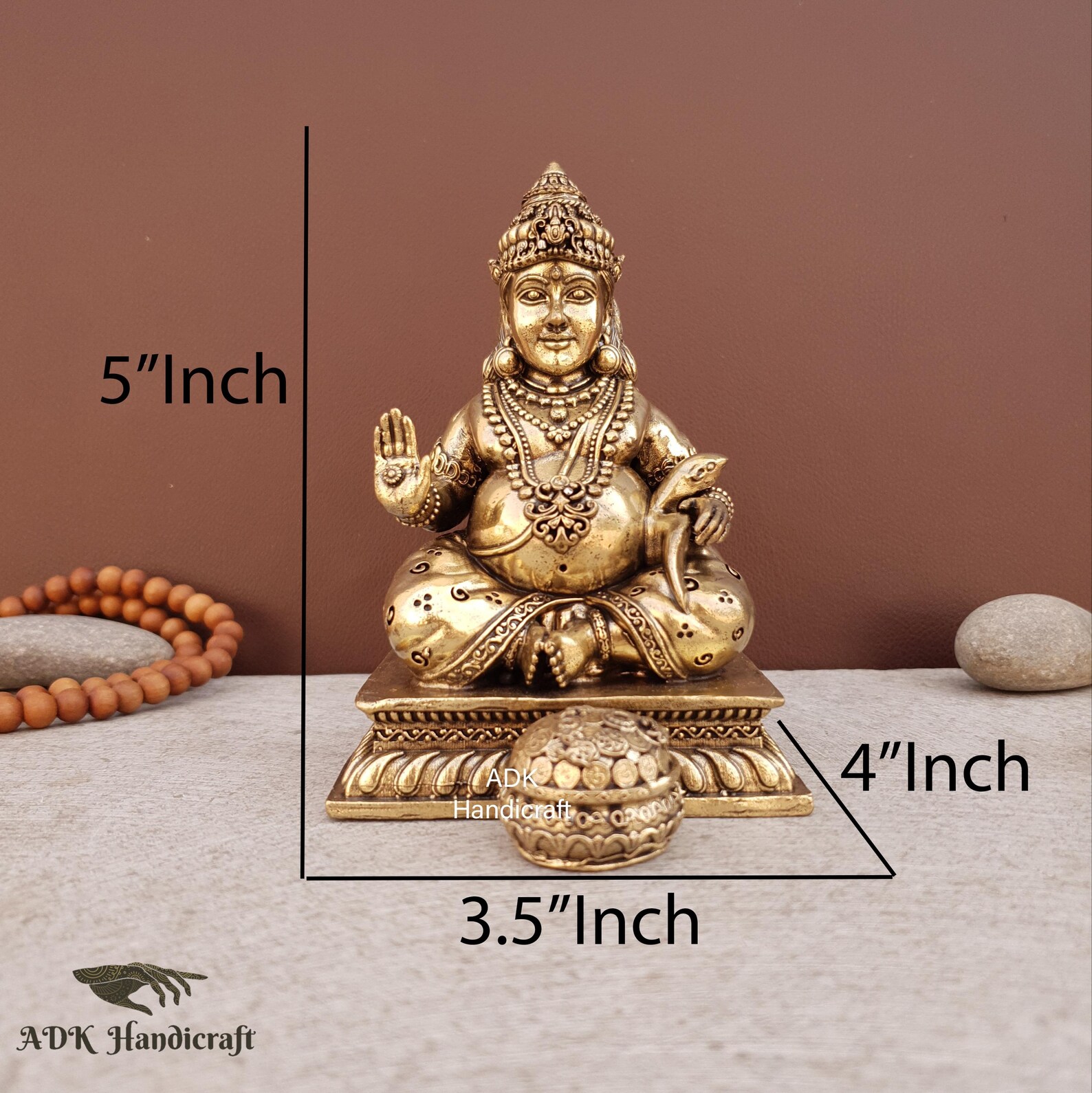 Brass Kuber Statue in Silver Finish, 5" Inch Kuvera Statue, Lord of ...