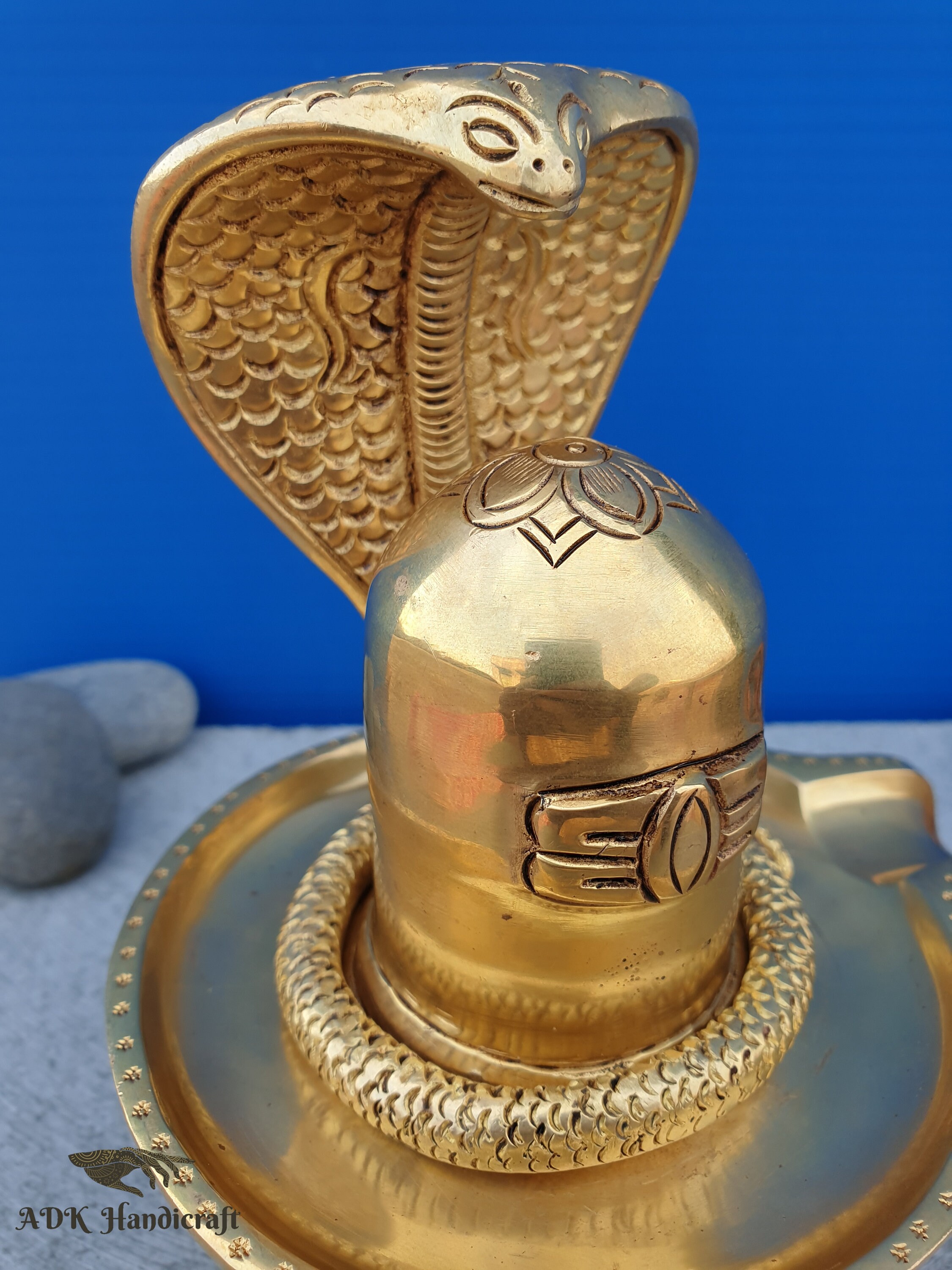 Brass Lord Shiva Lingam Statue- 6.2" Inch Heavy Brass Shivling With ...